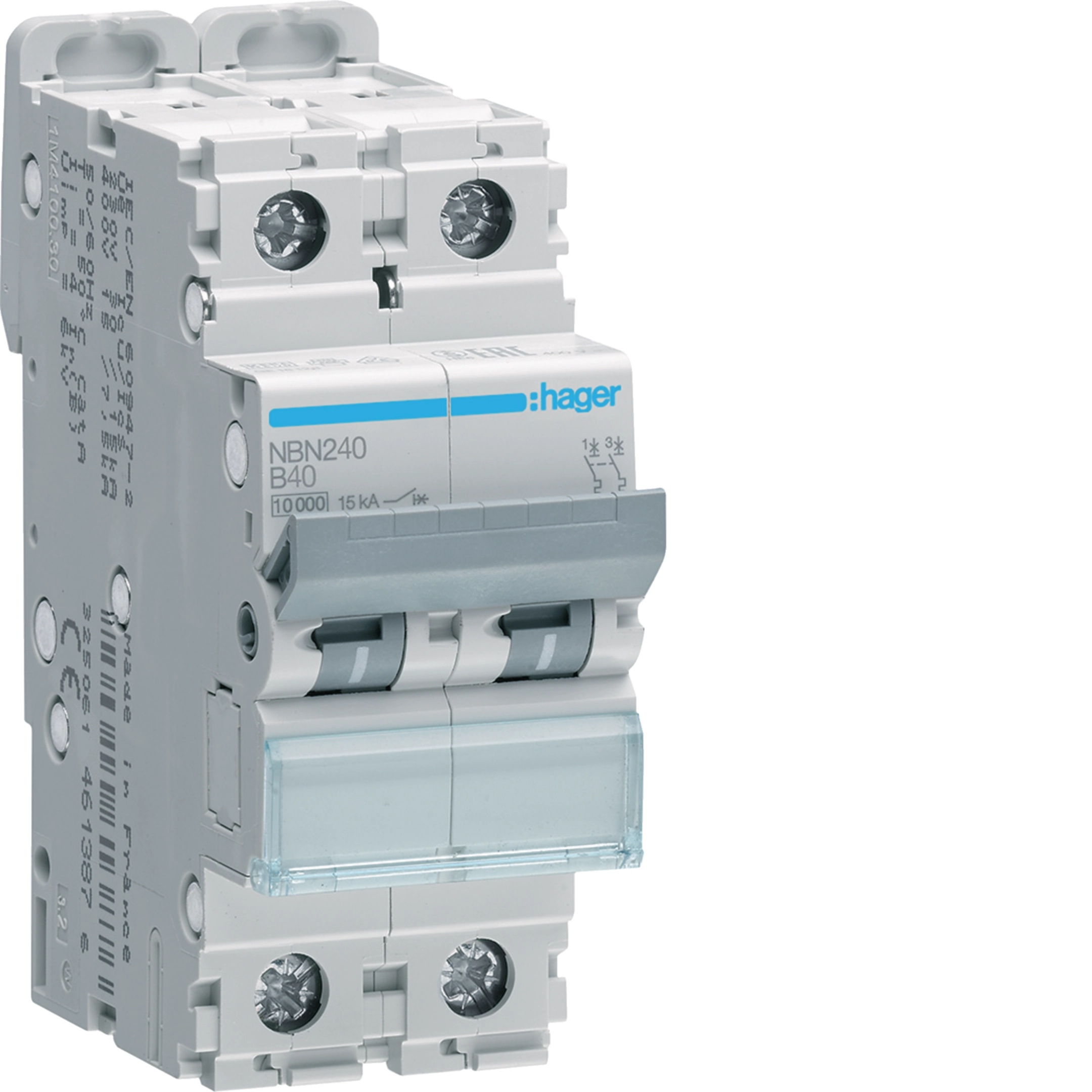 Disjoncteur 2P 10kA/15kA B-40A 2M • NBN240 | Hager