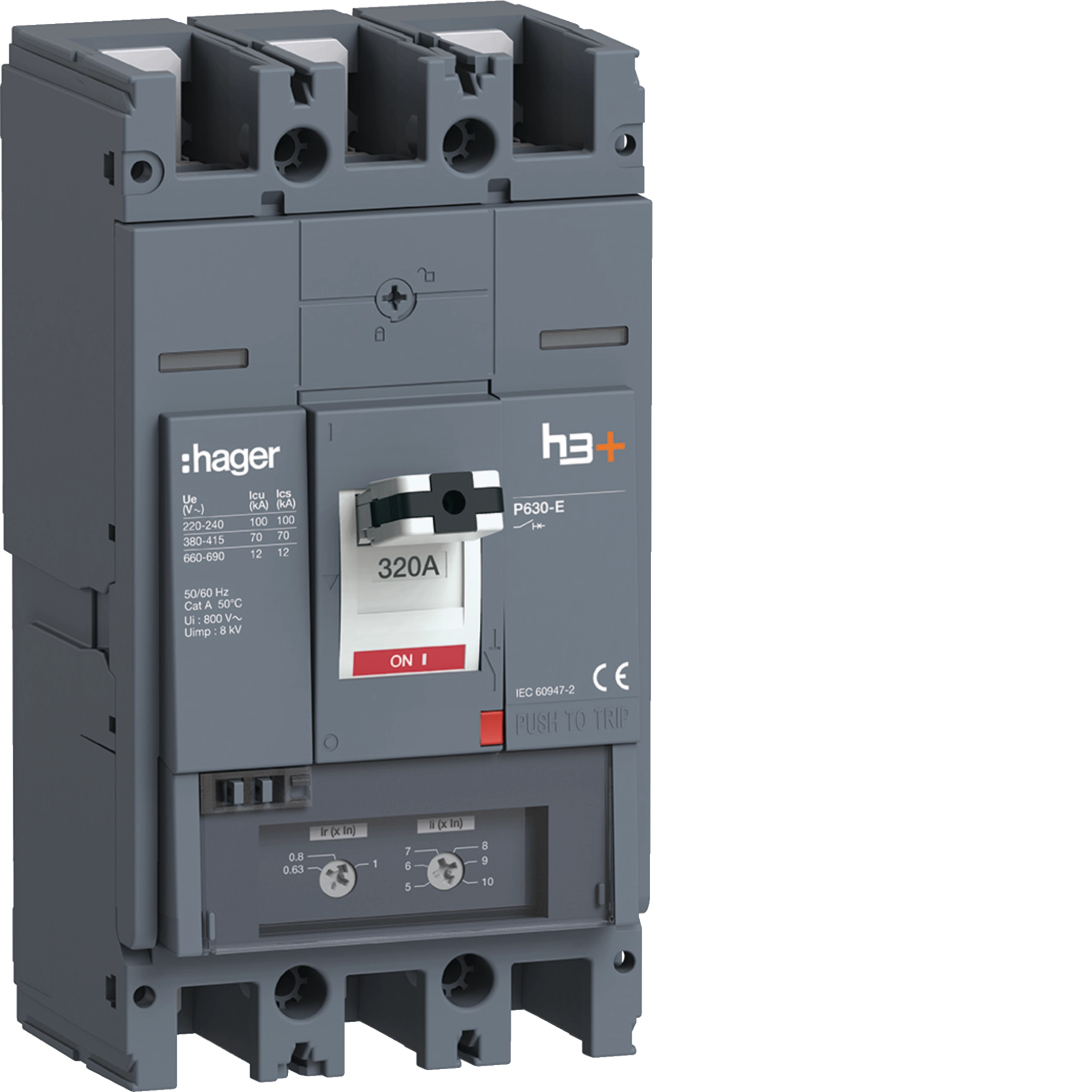 MCCB h3+ P630 TM 3x320A 70kA • HEW320DR | Hager