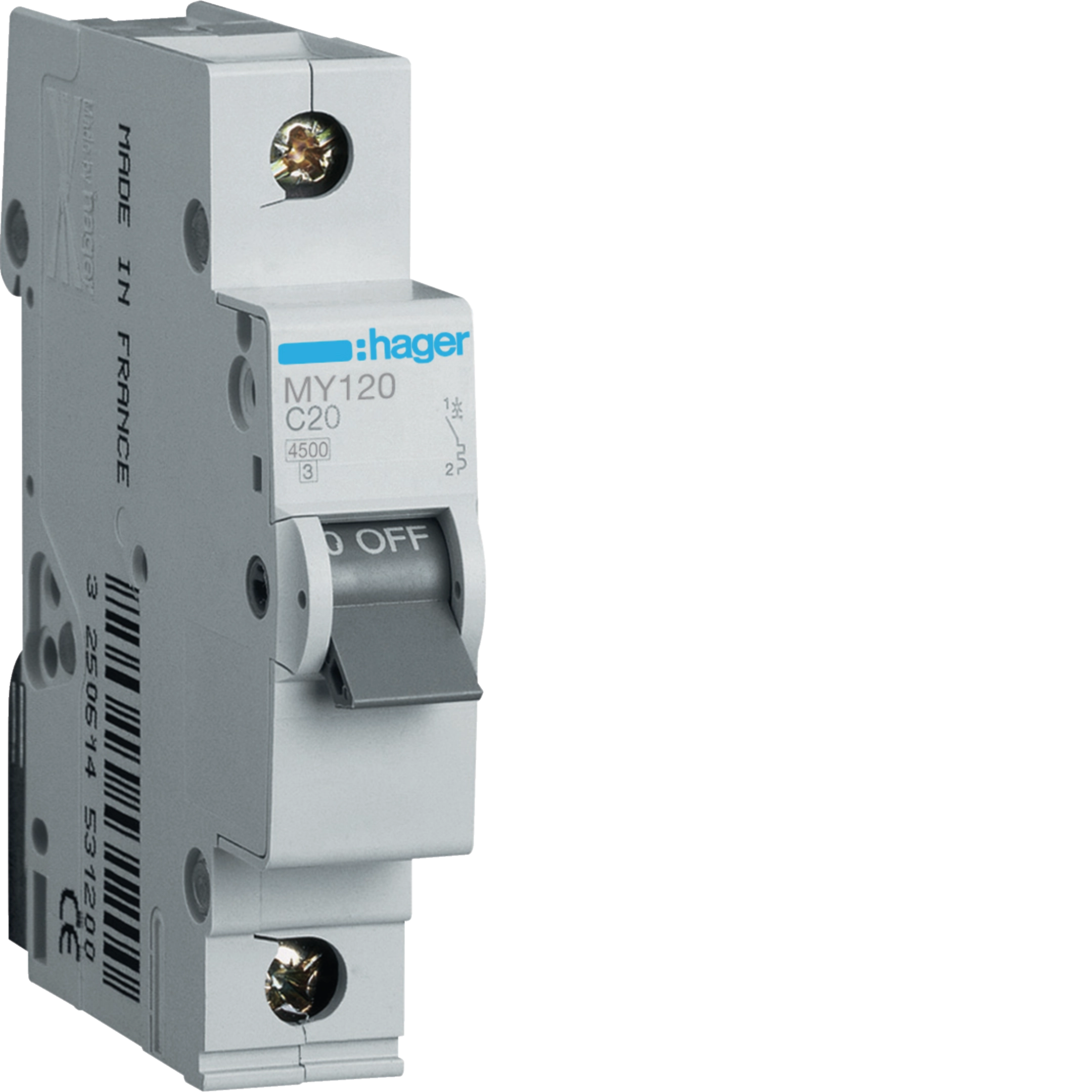 MCB 1P 4.5kA C-20A 1M • MY120 | Hager