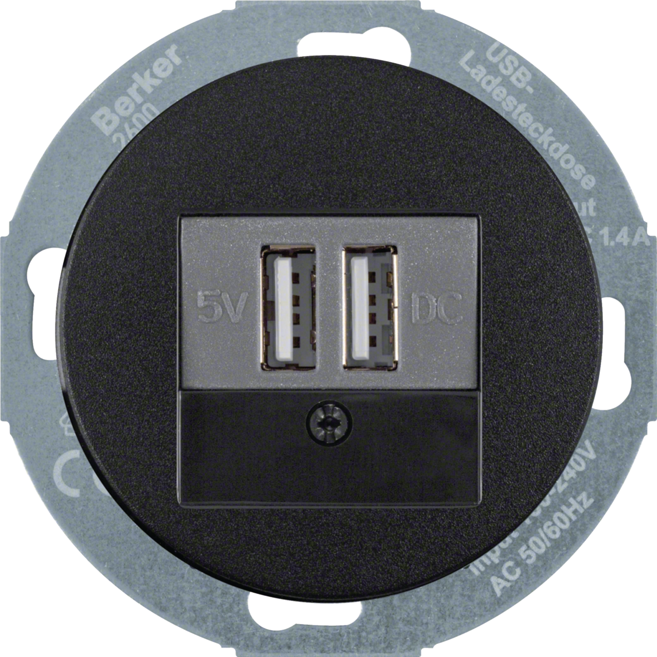R.classic - tom.USB carregamento, preto • 26002045 | Hager