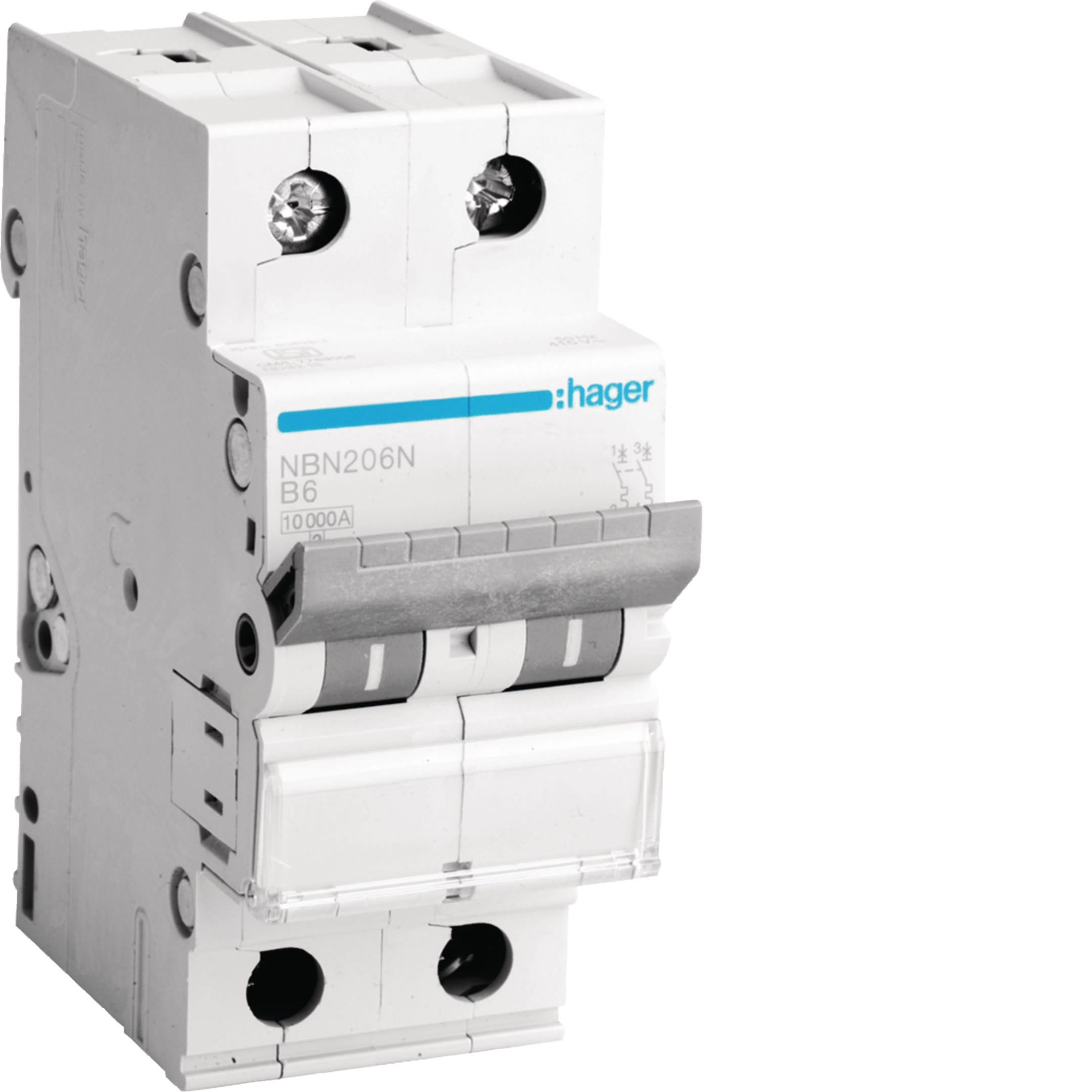 MCB 2P 10kA B-6A 2M • NBN206N | Hager