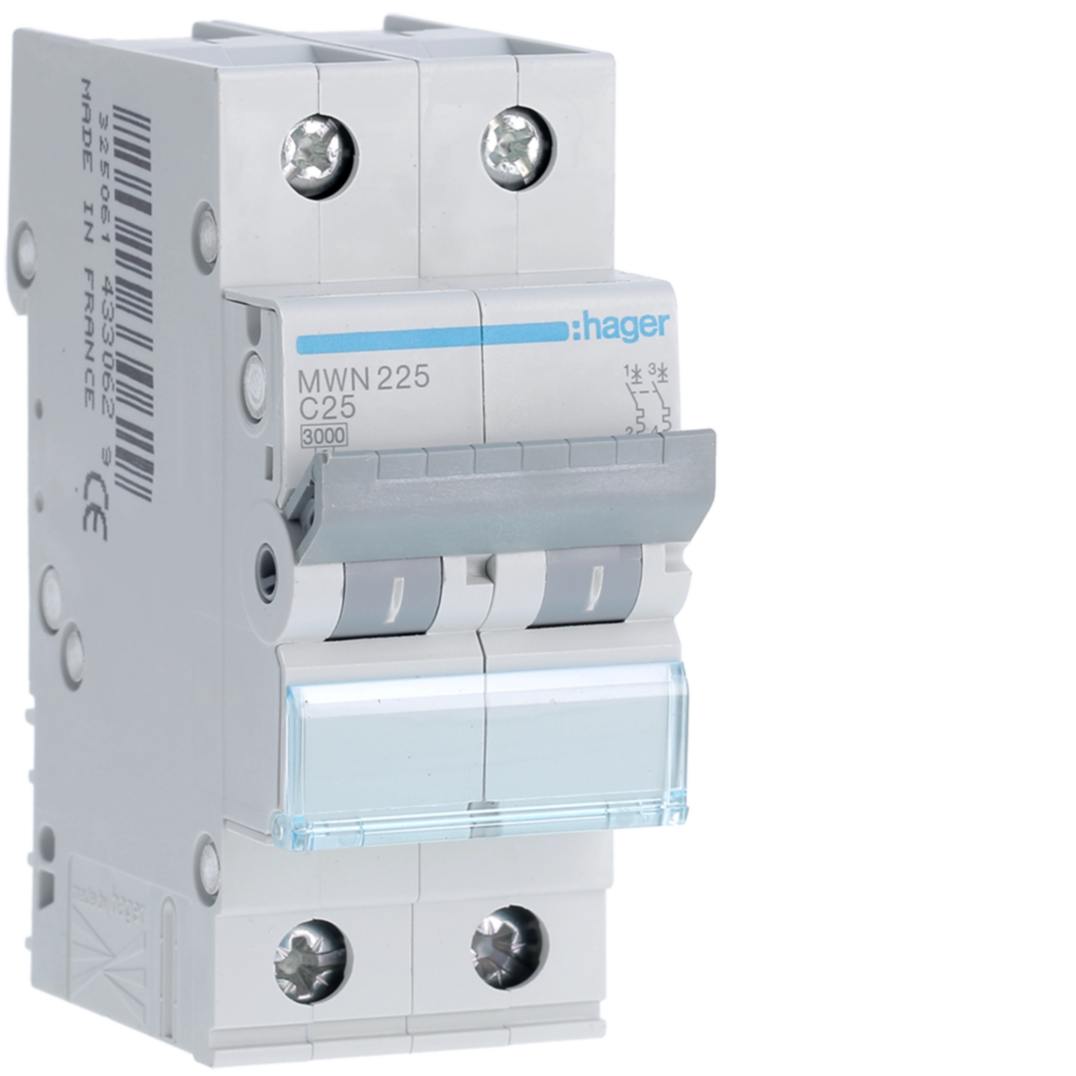 Disjuntor 2P 25A C 3kA 2M • MWN225 | Hager