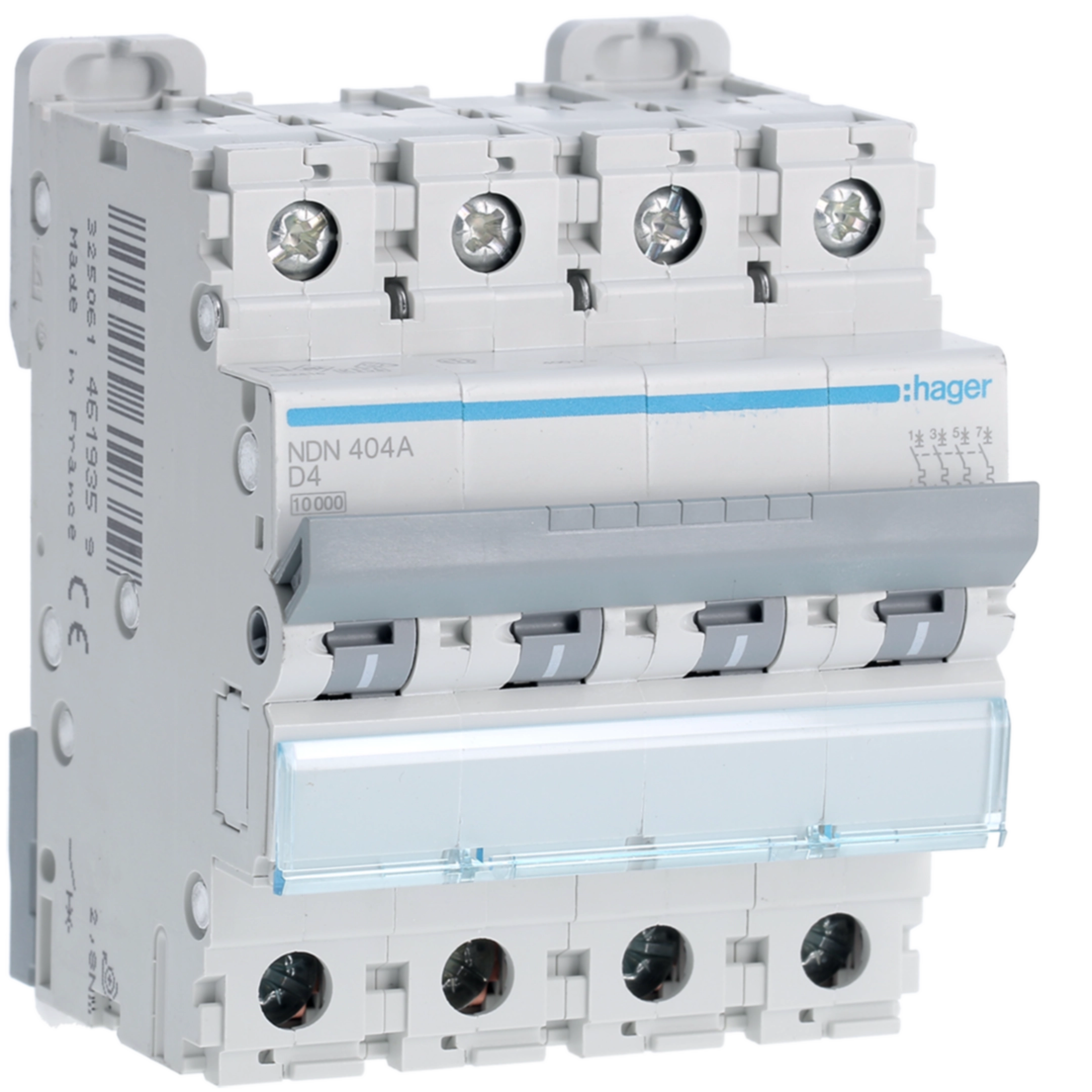 INTERR. AUTOM. 4P 4A 10KA D 4M • NDN404A | Hager