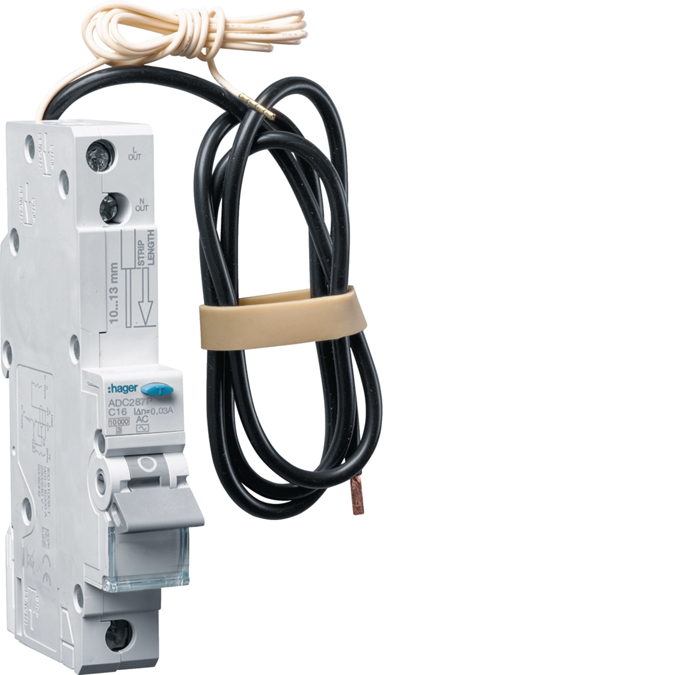 RCBO 1M 1P 10kA C-16A 30mA AC • ADC287P | Hager