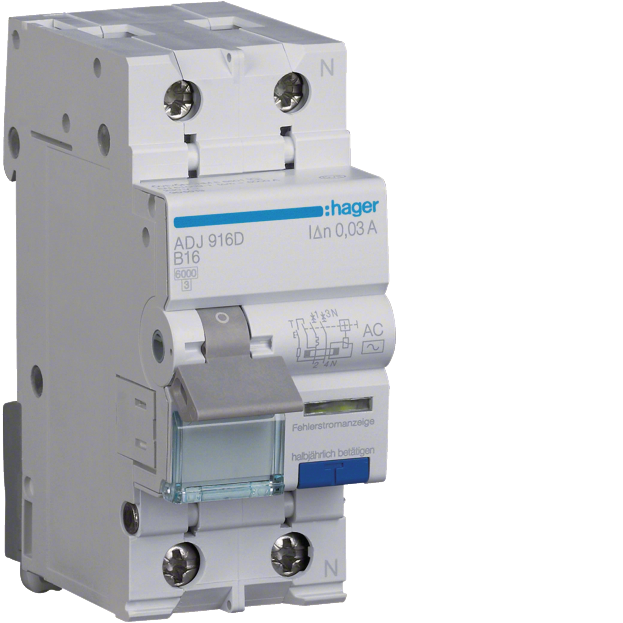 FI-LS 1P+N 6kA B-16A 30mA AC-G • ADJ916D | Hager