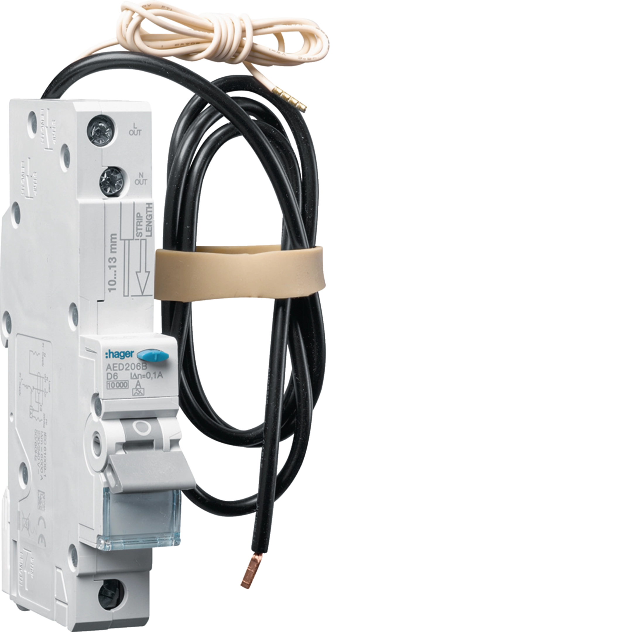 RCBO 1M 1P 10kA D-6A 100mA A • AED206B | Hager
