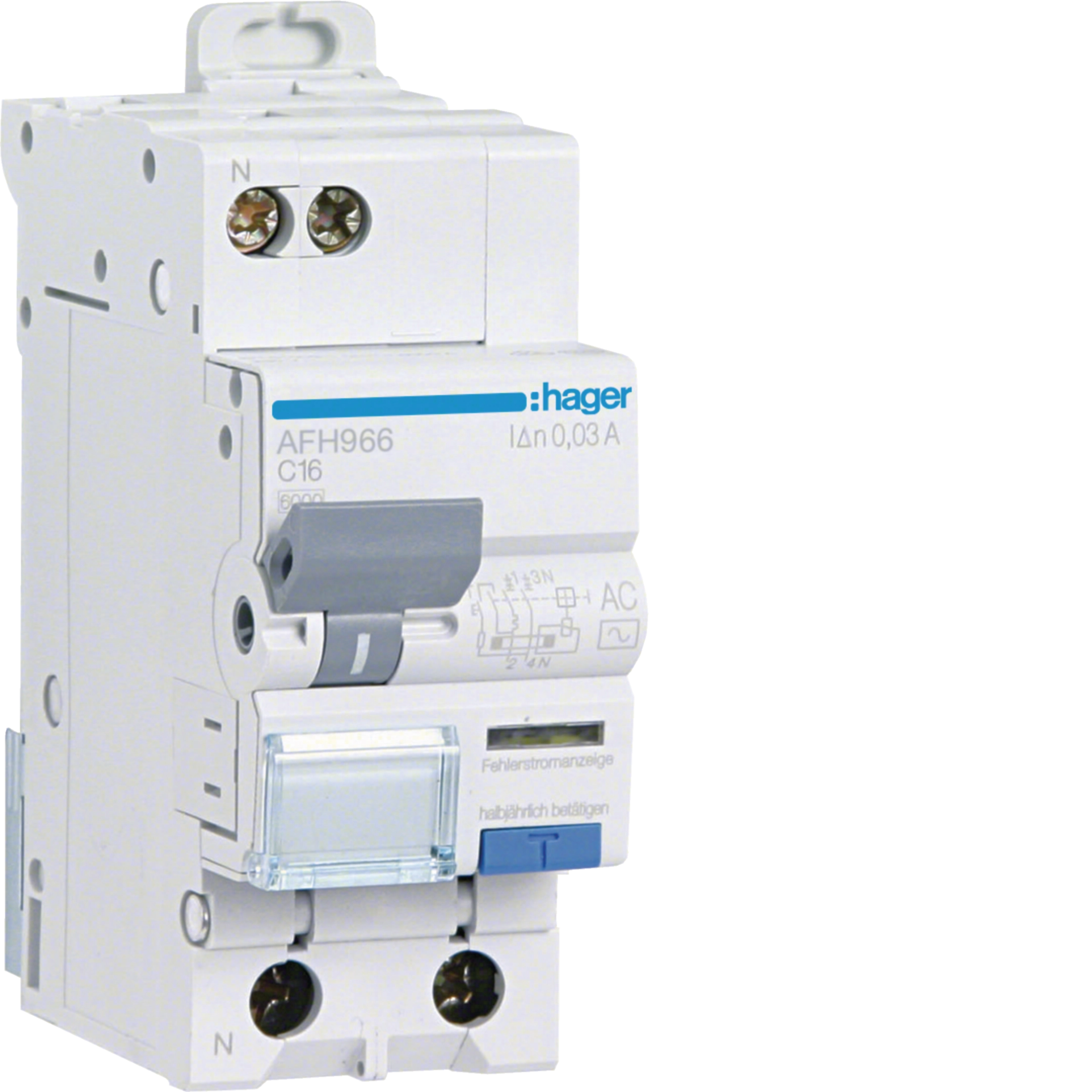 RCBO 1+N 16A 300mA tipo A HI C-6kA • AFH966 | Hager