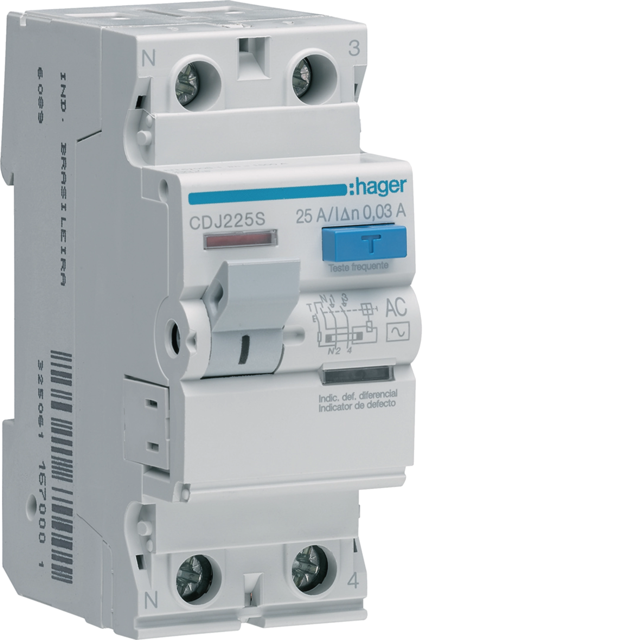 Inter. dif. 4P 25A 30mA tipo A HI 4M • CDH425F | Hager