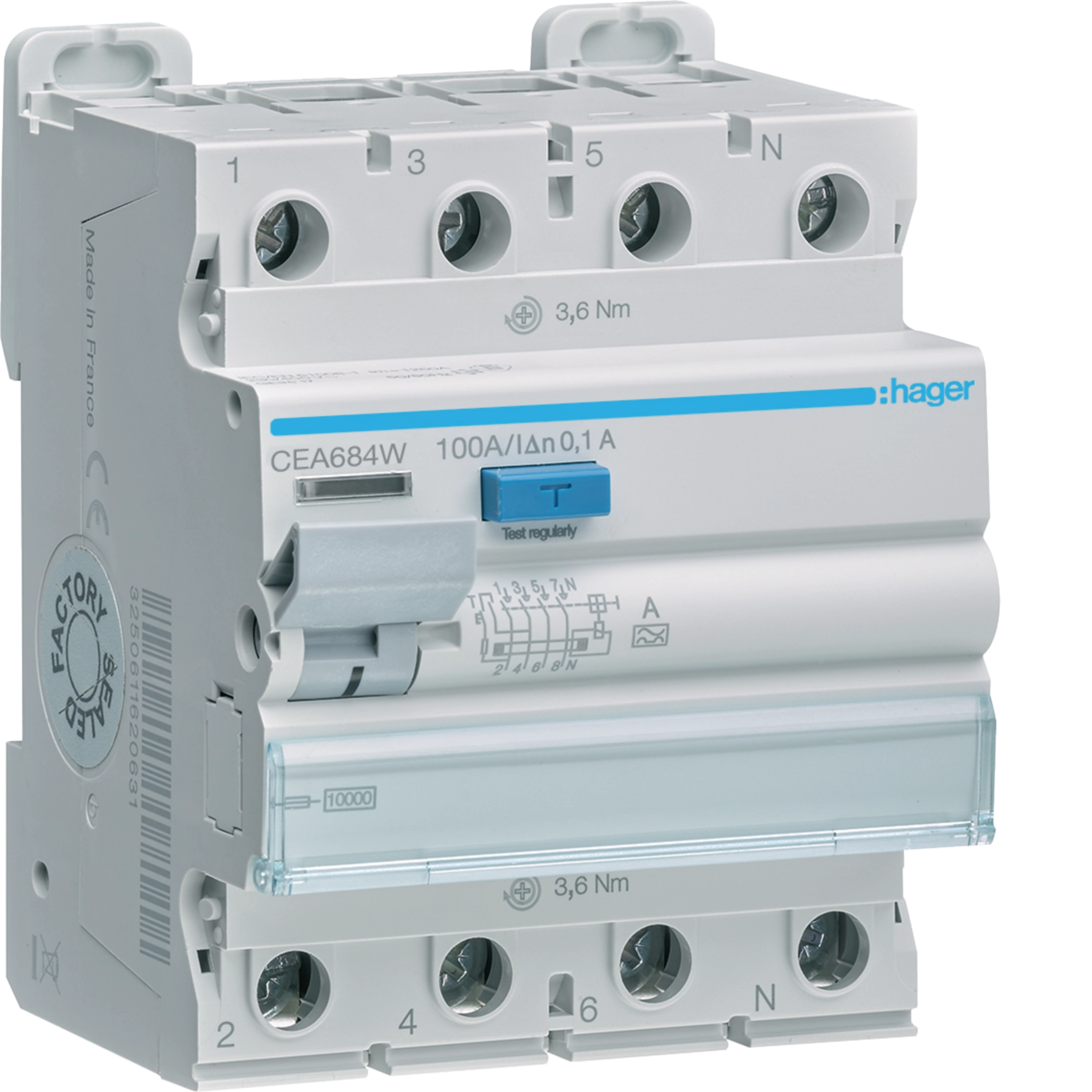 RCCB 3P+N 100A 100mA A • CEA684W | Hager