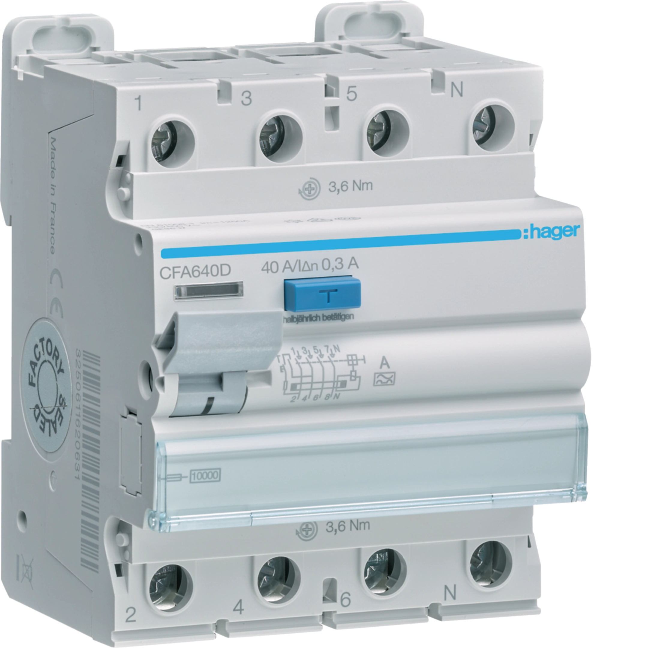 Diferencial 4P 40A 300mA tipo A • CFA640D | Hager