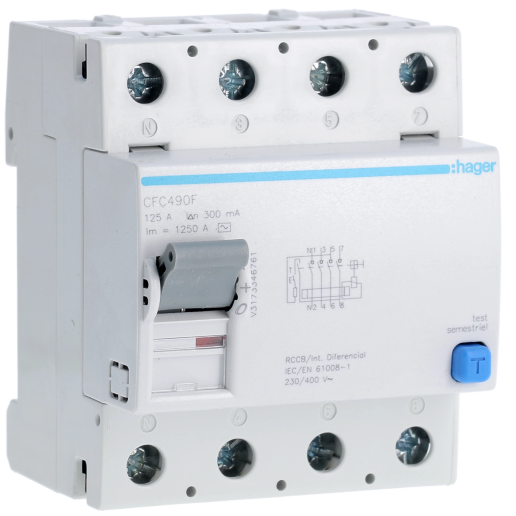 Inter. dif. 4P 125A 300mA tipo AC 4M • CFC490F | Hager