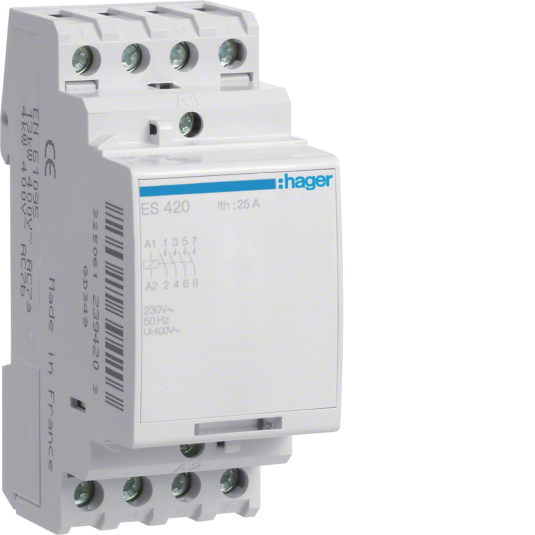 Kontaktor 4x25A slutande • ES420 | Hager