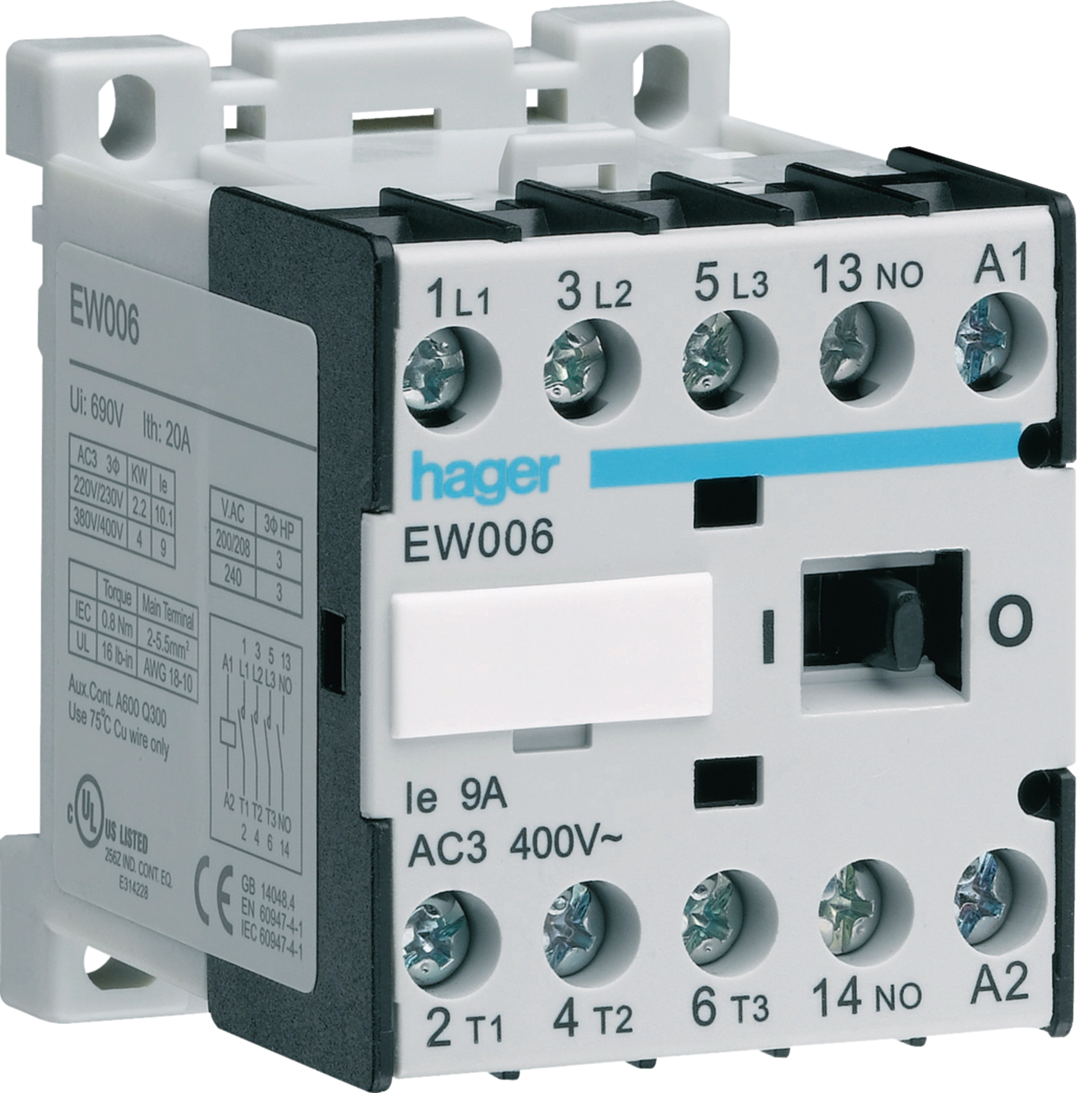 Minicontactor 9A-AC3 / 220V 50-60Hz • EW006_C | Hager