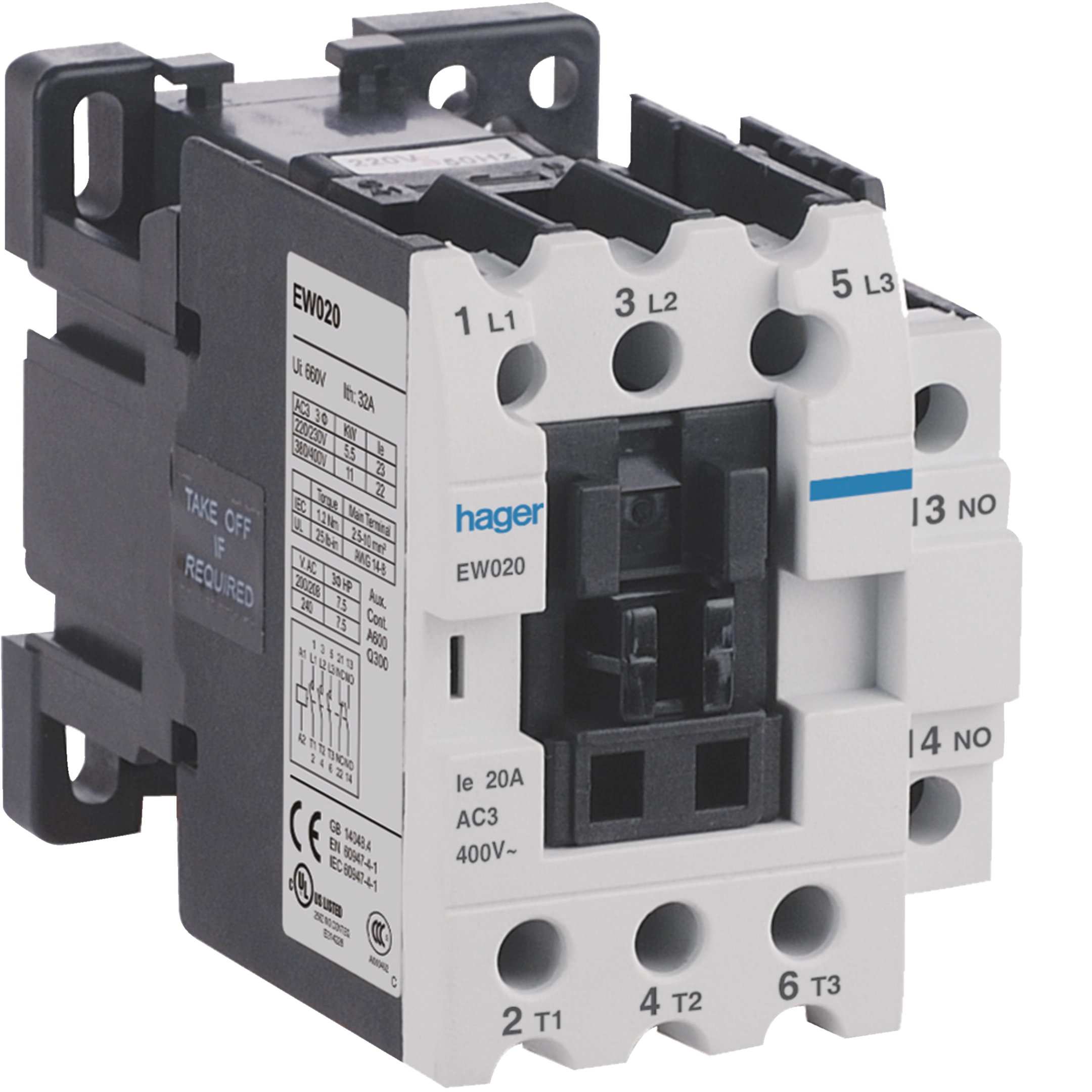 Contactor 20A-AC3 / coil 380V 50-60Hz • EW020_D | Hager