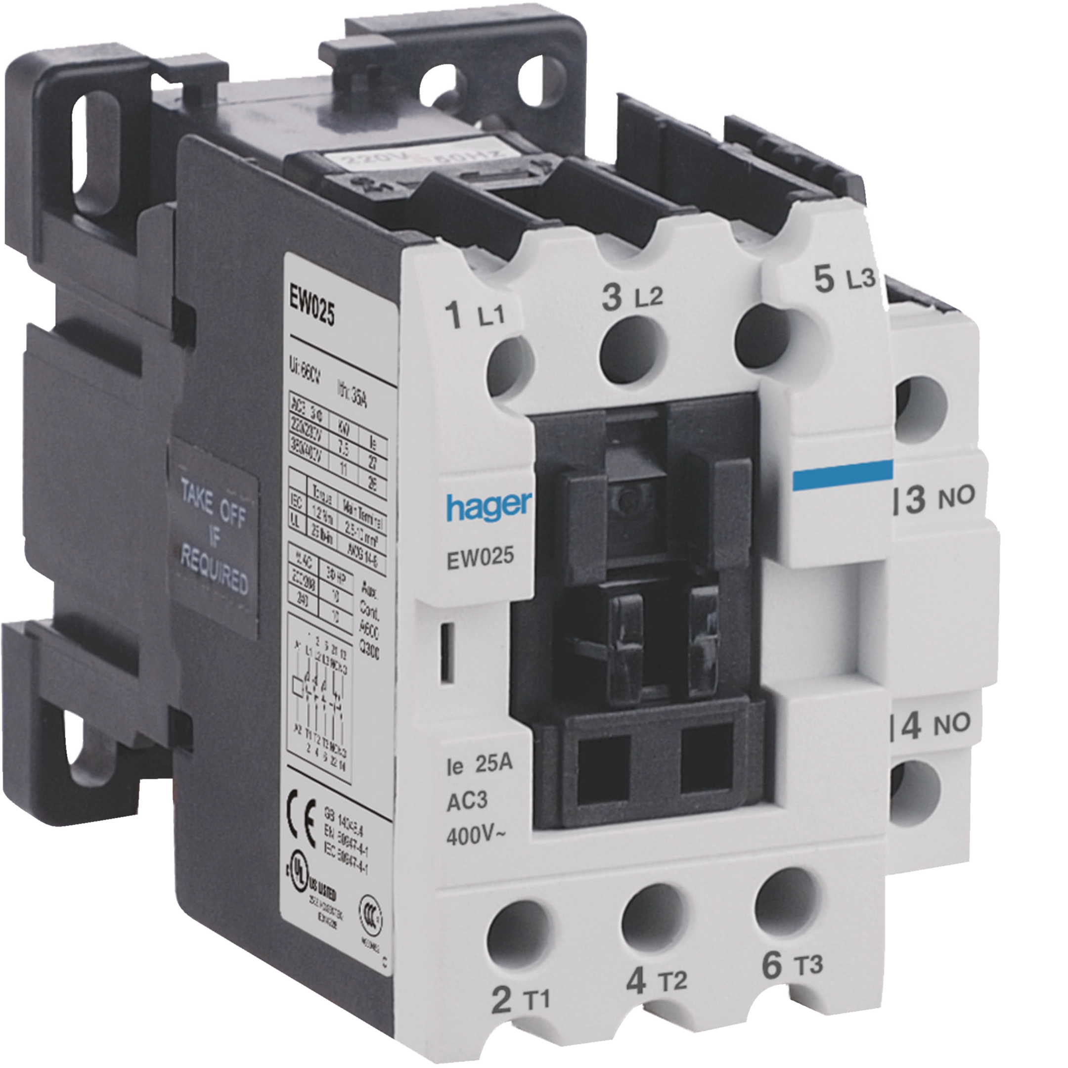 Contactor 26A-AC3 / coil 110V AC 50/60Hz • EW025_H | Hager