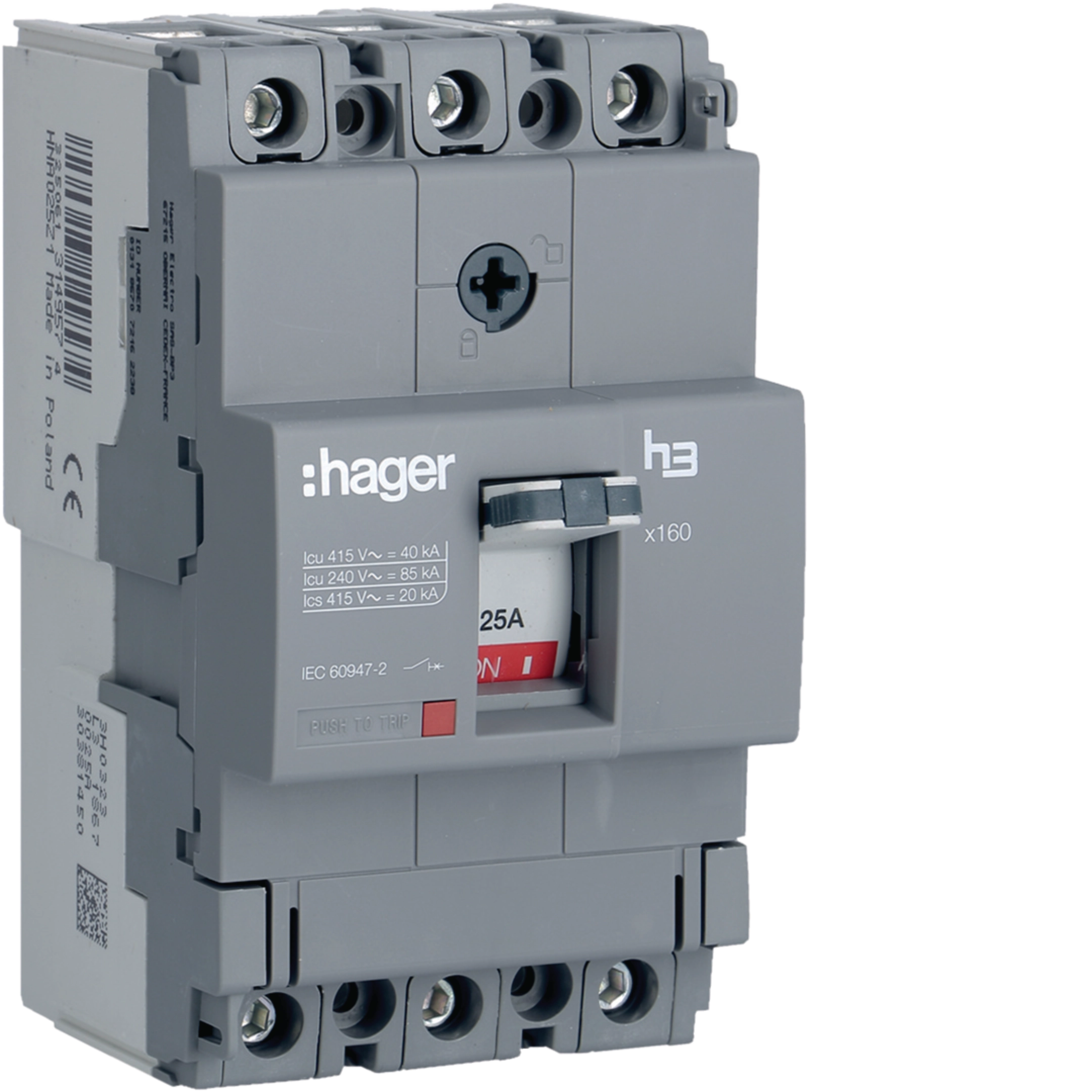 MCCB h3 x160 TM 3x25A 40kA • HNA025Z | Hager