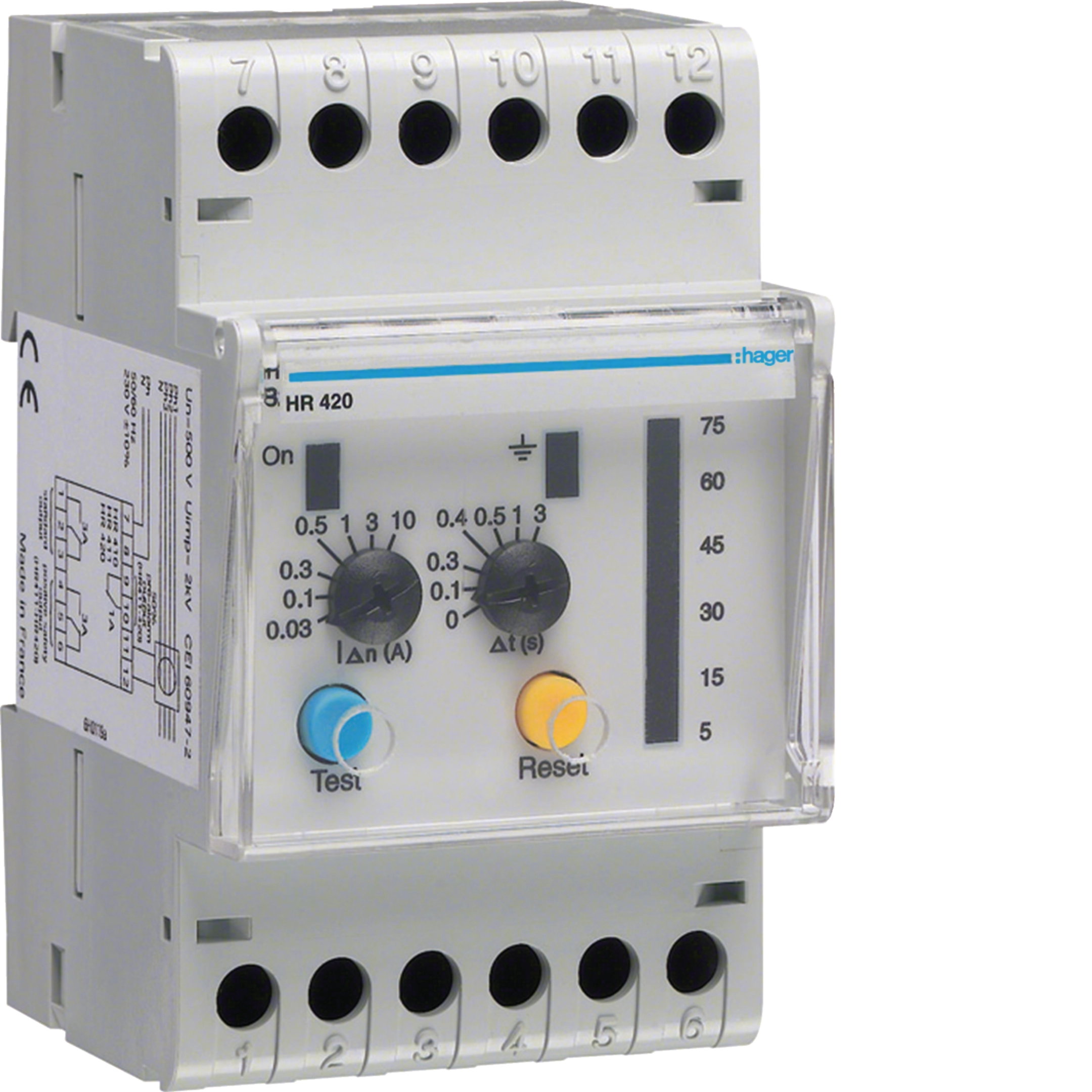 EARTH LEAKAGE REL.0.03-10A DELAY 50% LED • HR420 | Hager
