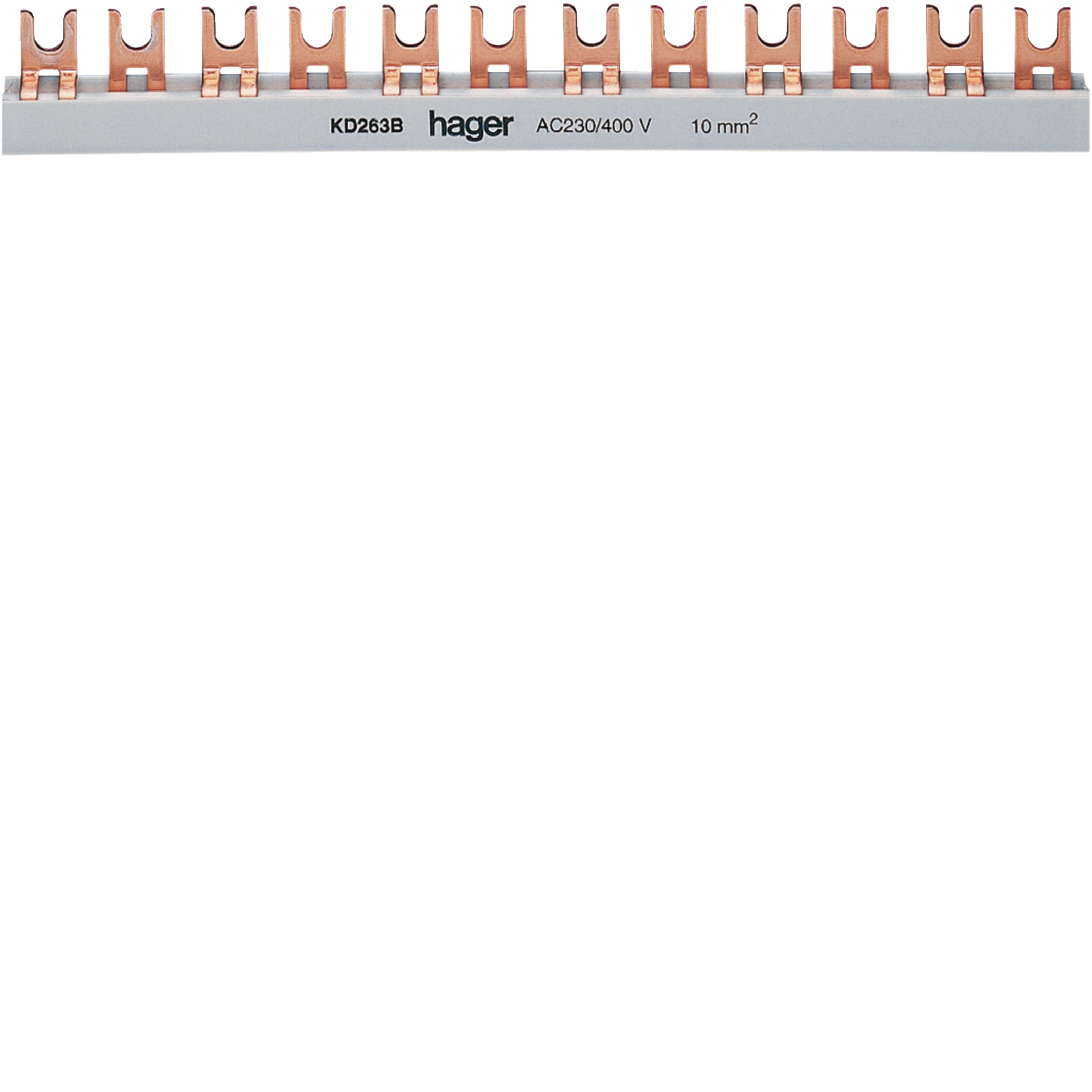 Insulated busbar 2P fork 10mm² 57M • KD263B | Hager