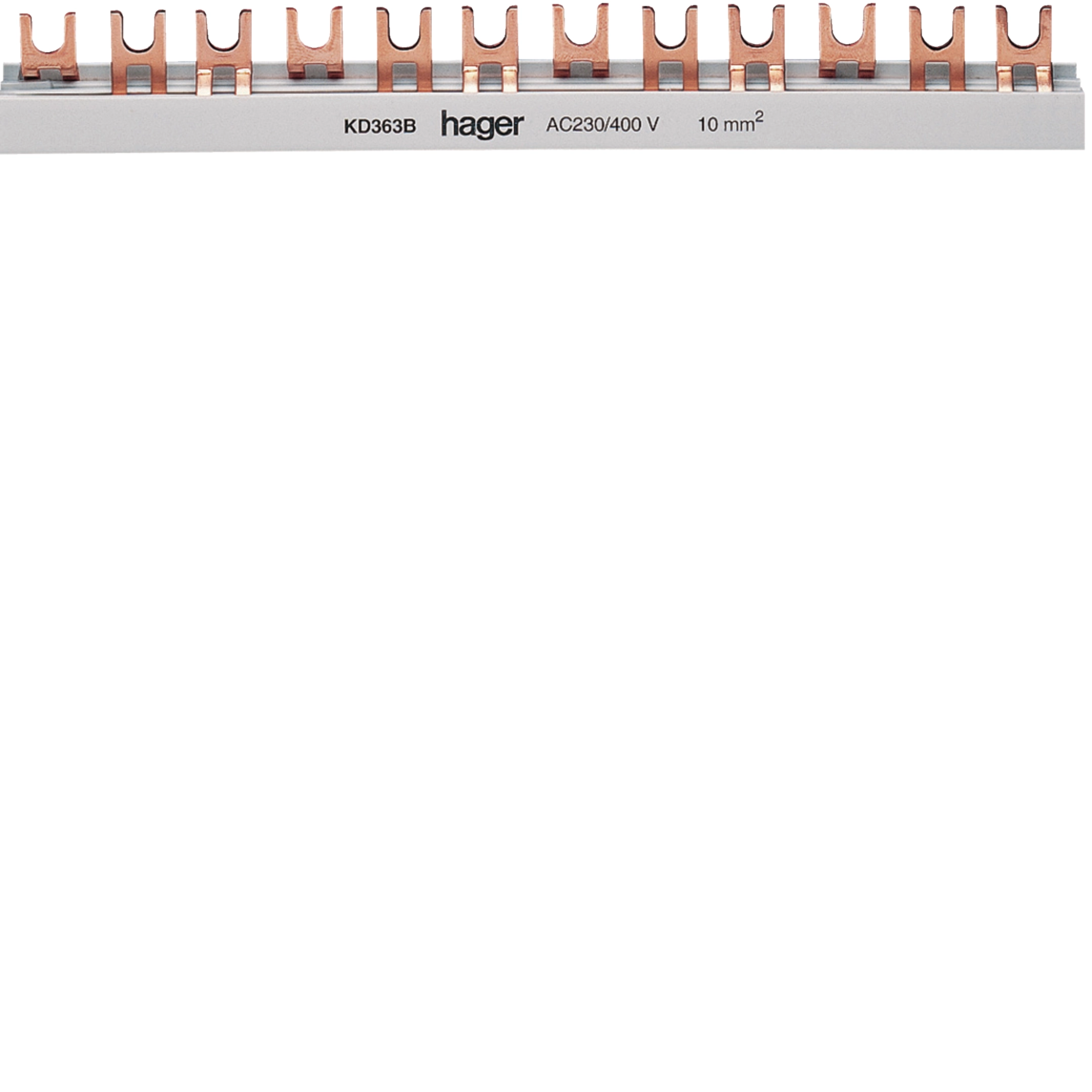 Insulated busbar 3P fork 10mm² 57M • KD363B | Hager