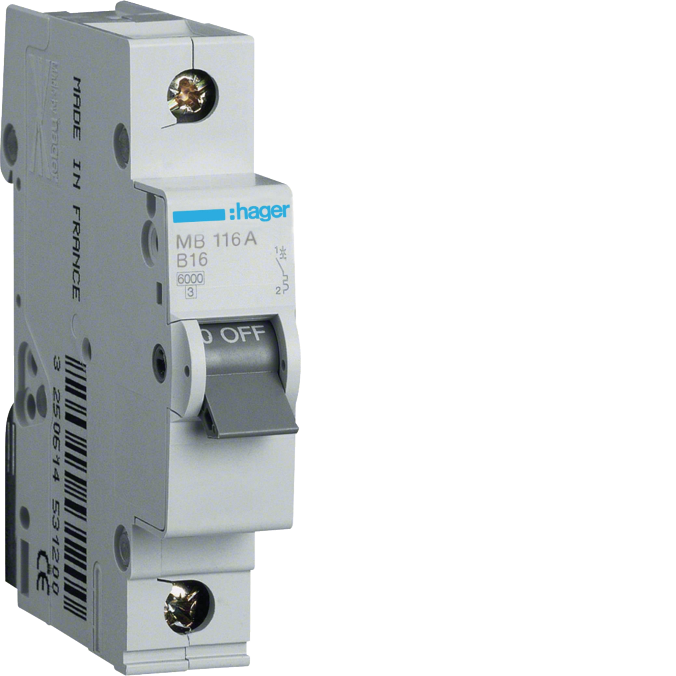 MCB 1P 6kA B-16A 1M • MB116A | Hager
