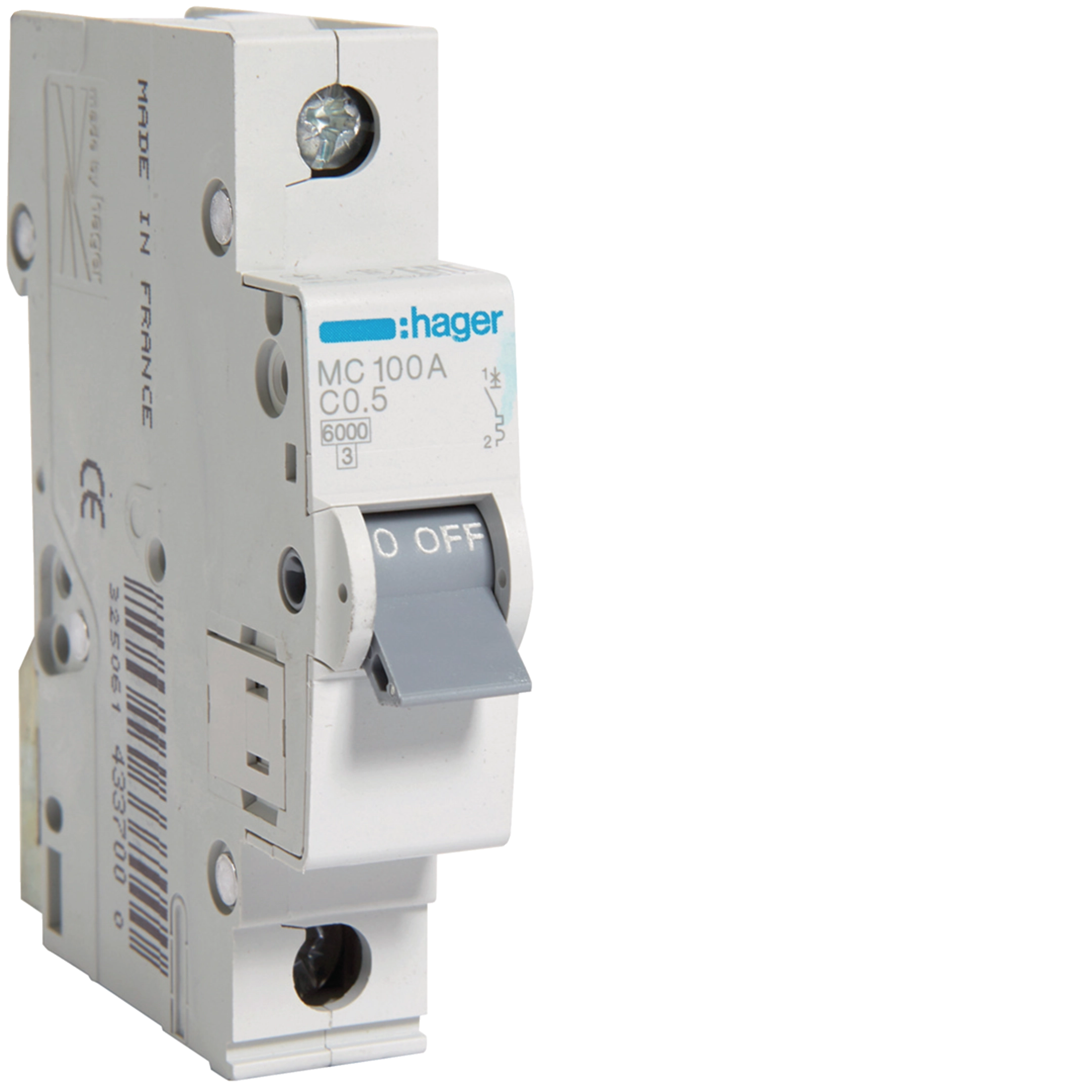 MCB 1P 6kA C-0.5A 1M • MC100A | Hager