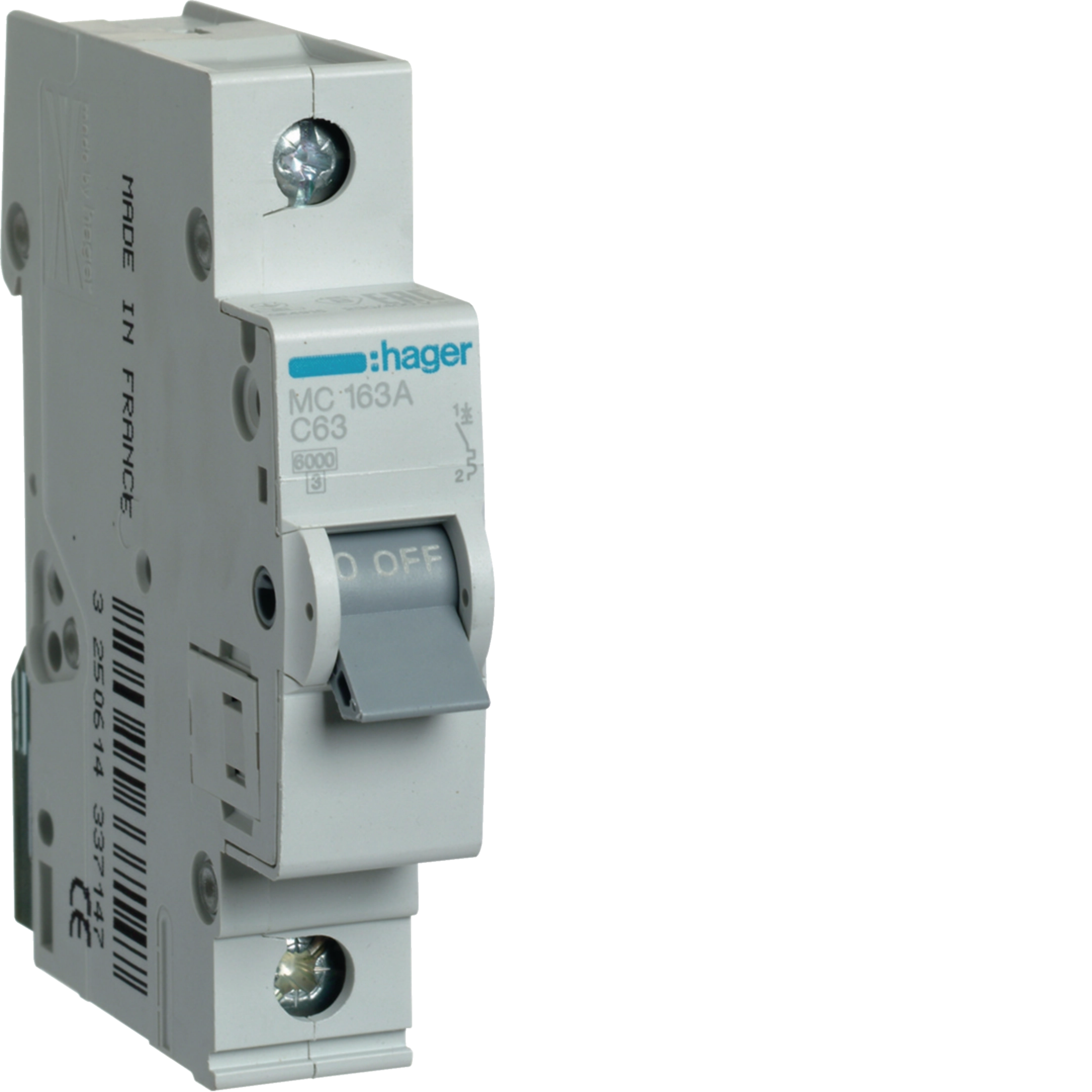 MCB 1P 6kA C-63A 1M • MC163A | Hager