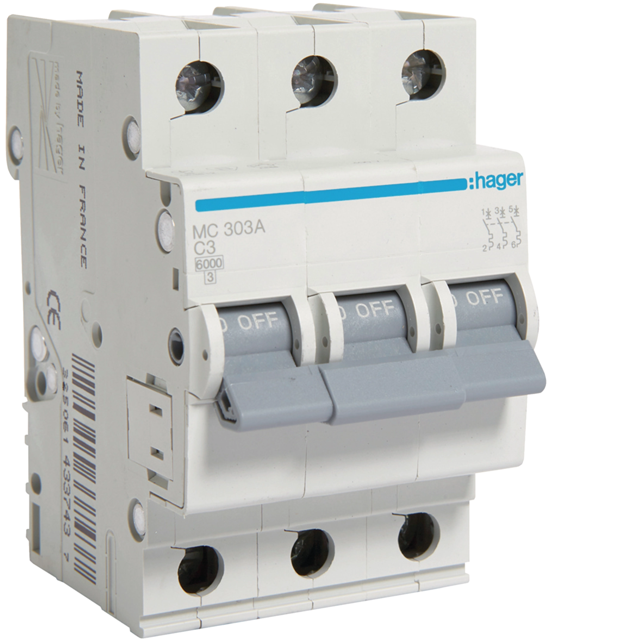 MCB 3P 6kA C-3A 3M • MC303A | Hager
