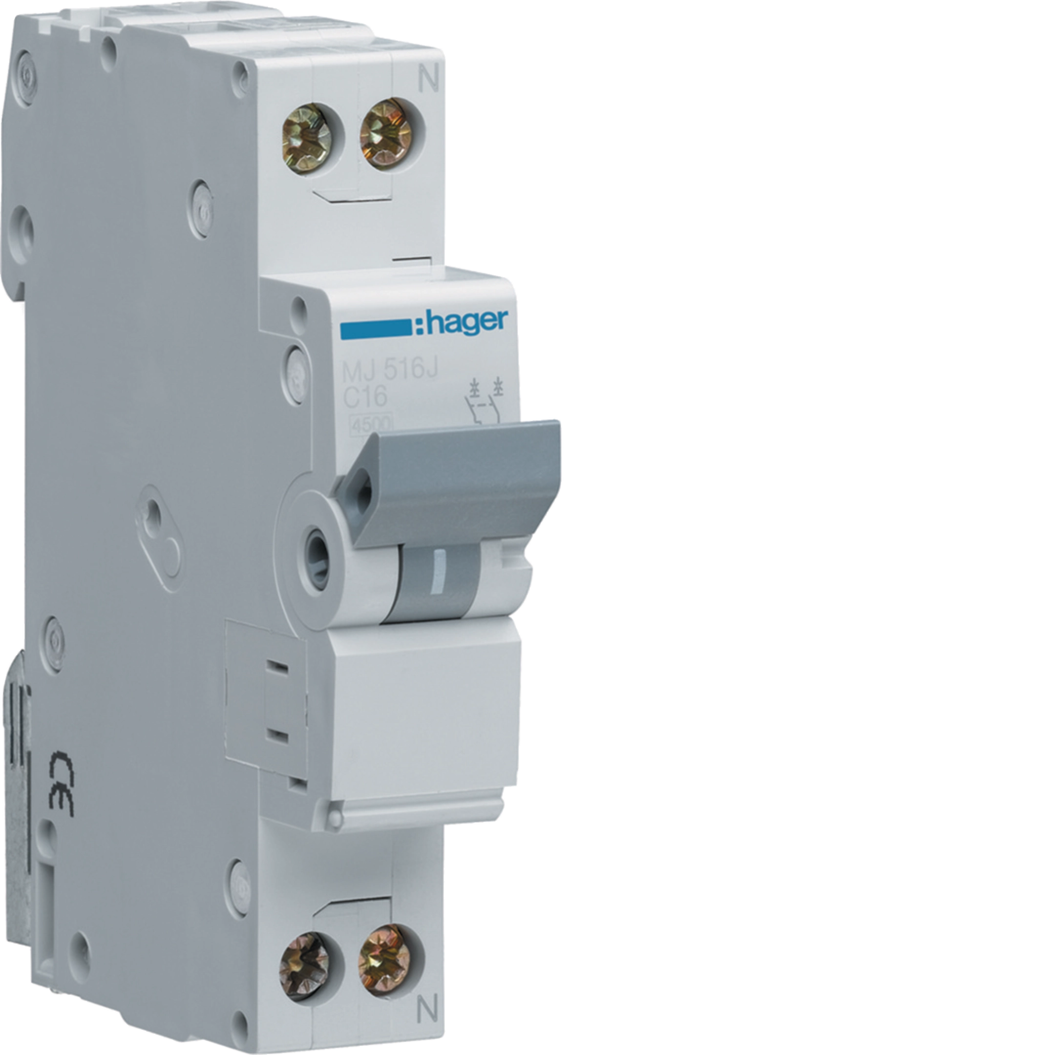 MCB 1P+N 4.5kA C-16A 1M • MJ516J | Hager
