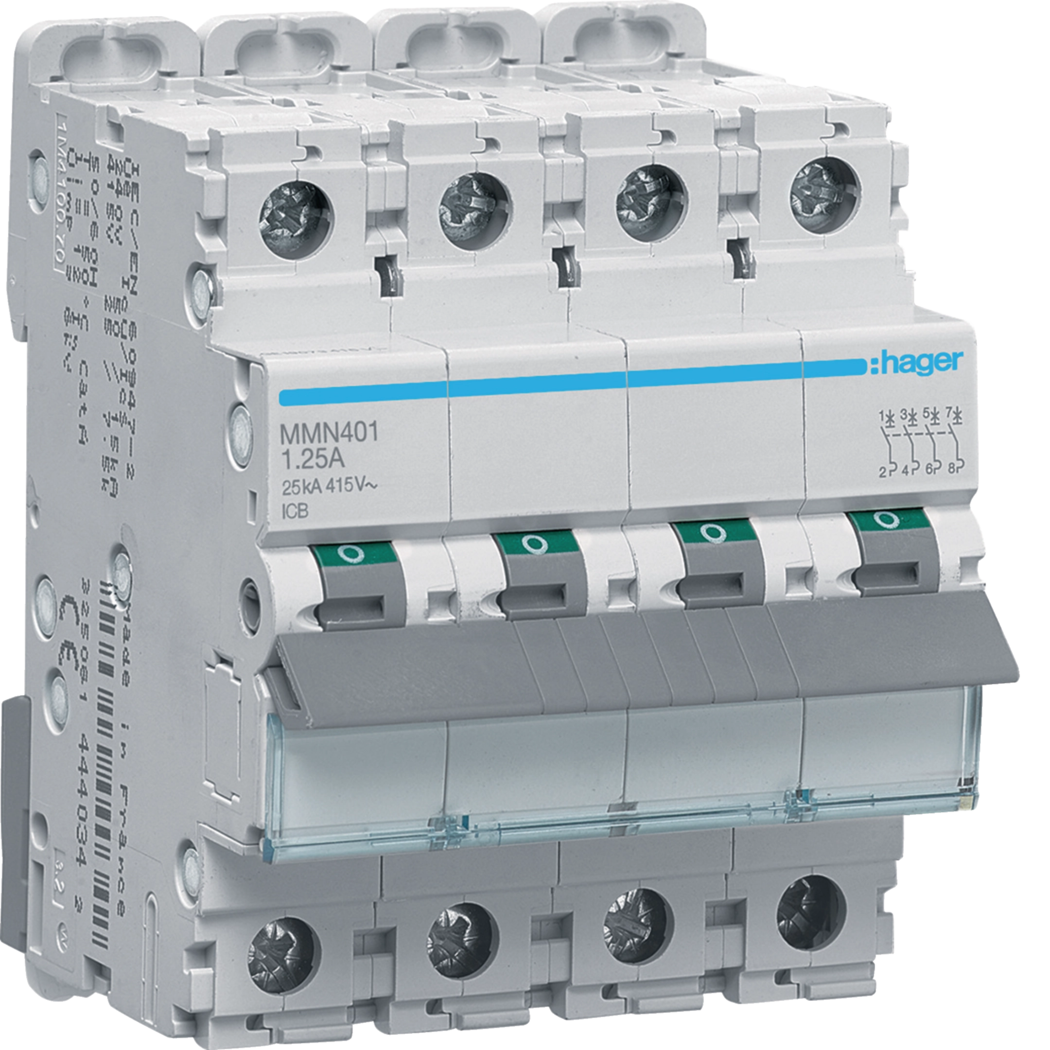 Disj. mag. 4P 25kA 1.25A 400V • MMN401 | Hager