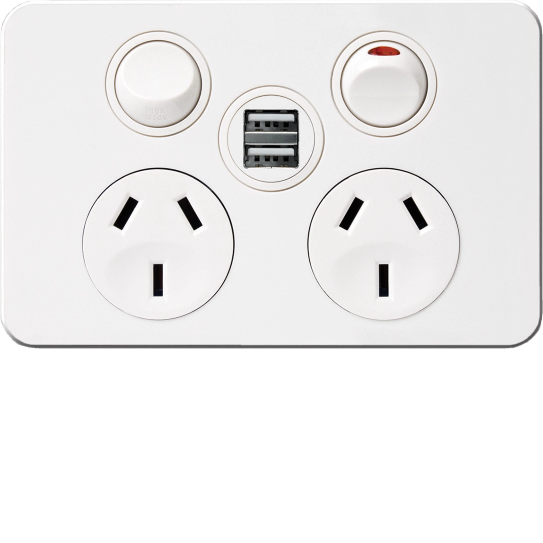 SIL. Twin Socket outlet + USB • WBSP2SUSB | Hager