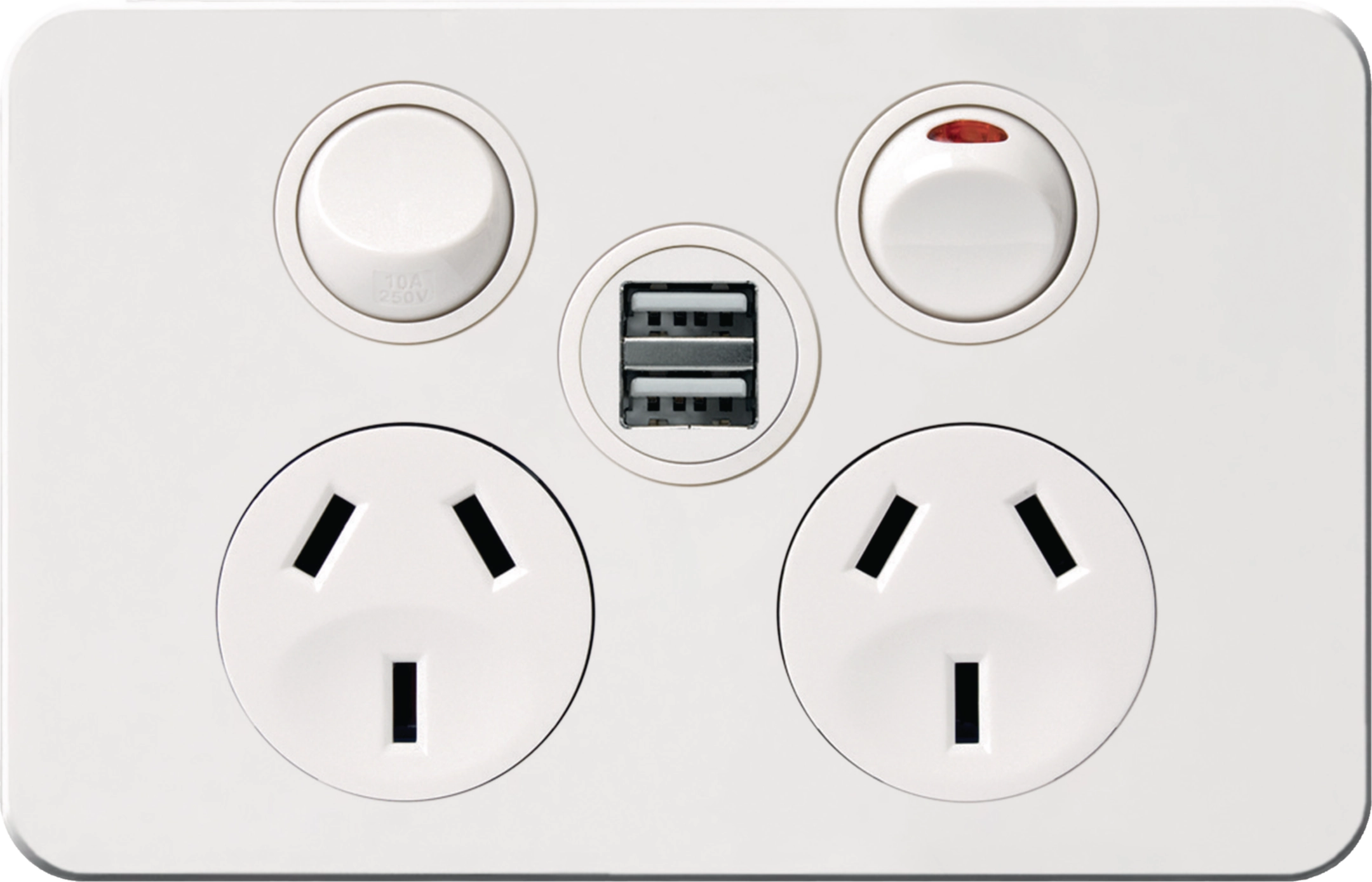 SIL. Twin Socket outlet + USB MW • WBSP2SUSB-MW | Hager