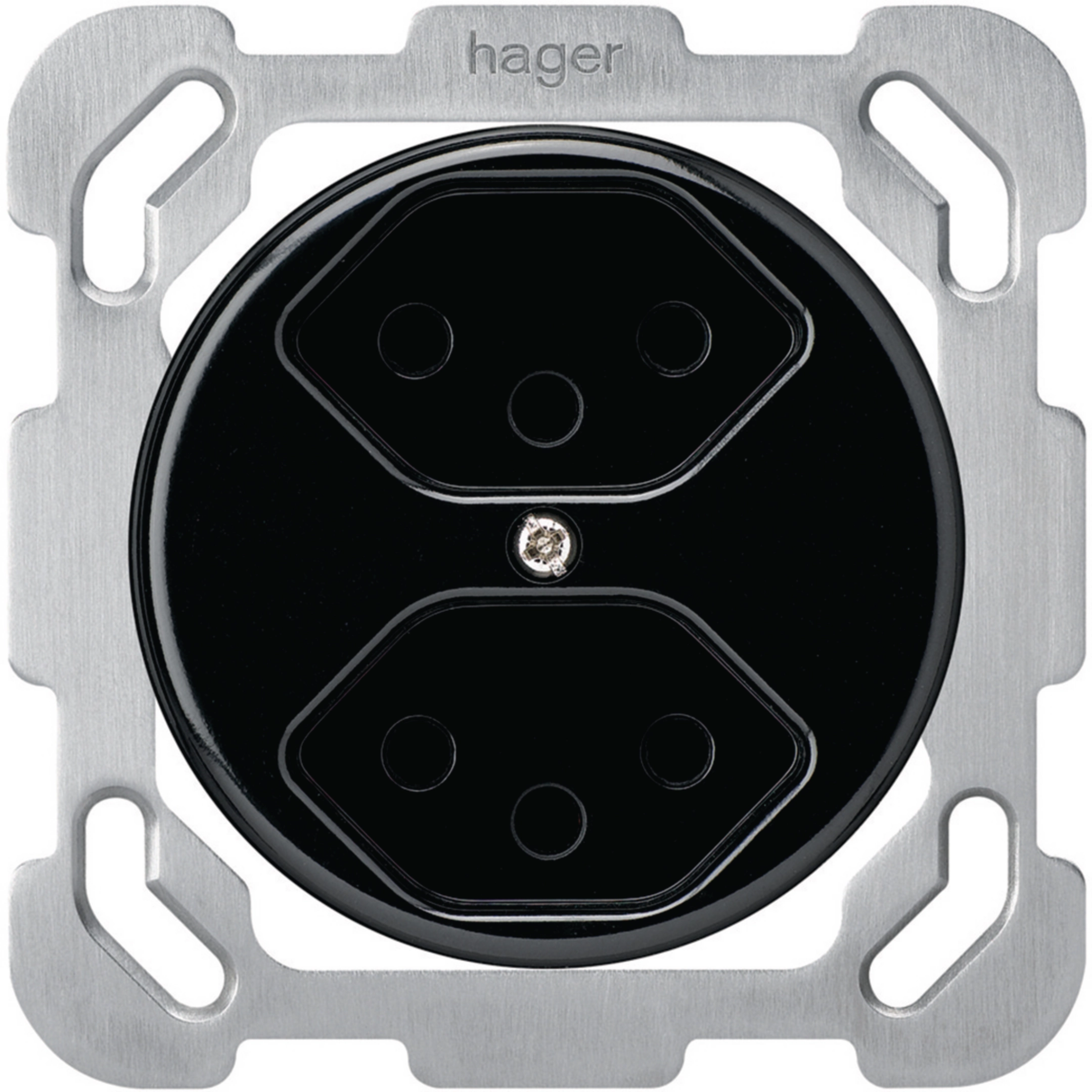 ba. B: Steckdose 2x Typ 13 schwarz • WH11622305B | Hager