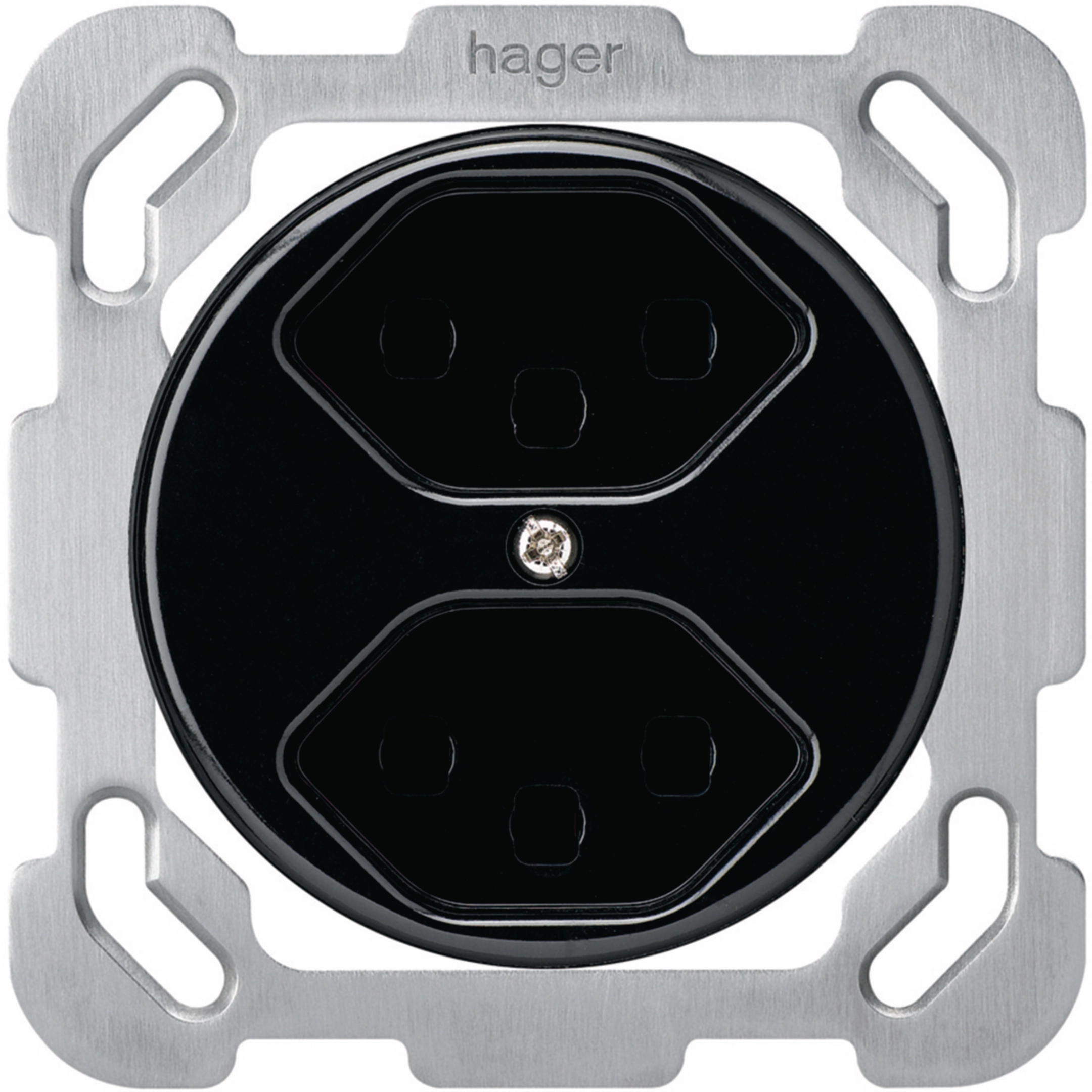 ba. B: Steckdose 2x Typ 23 schwarz • WH11625305B | Hager