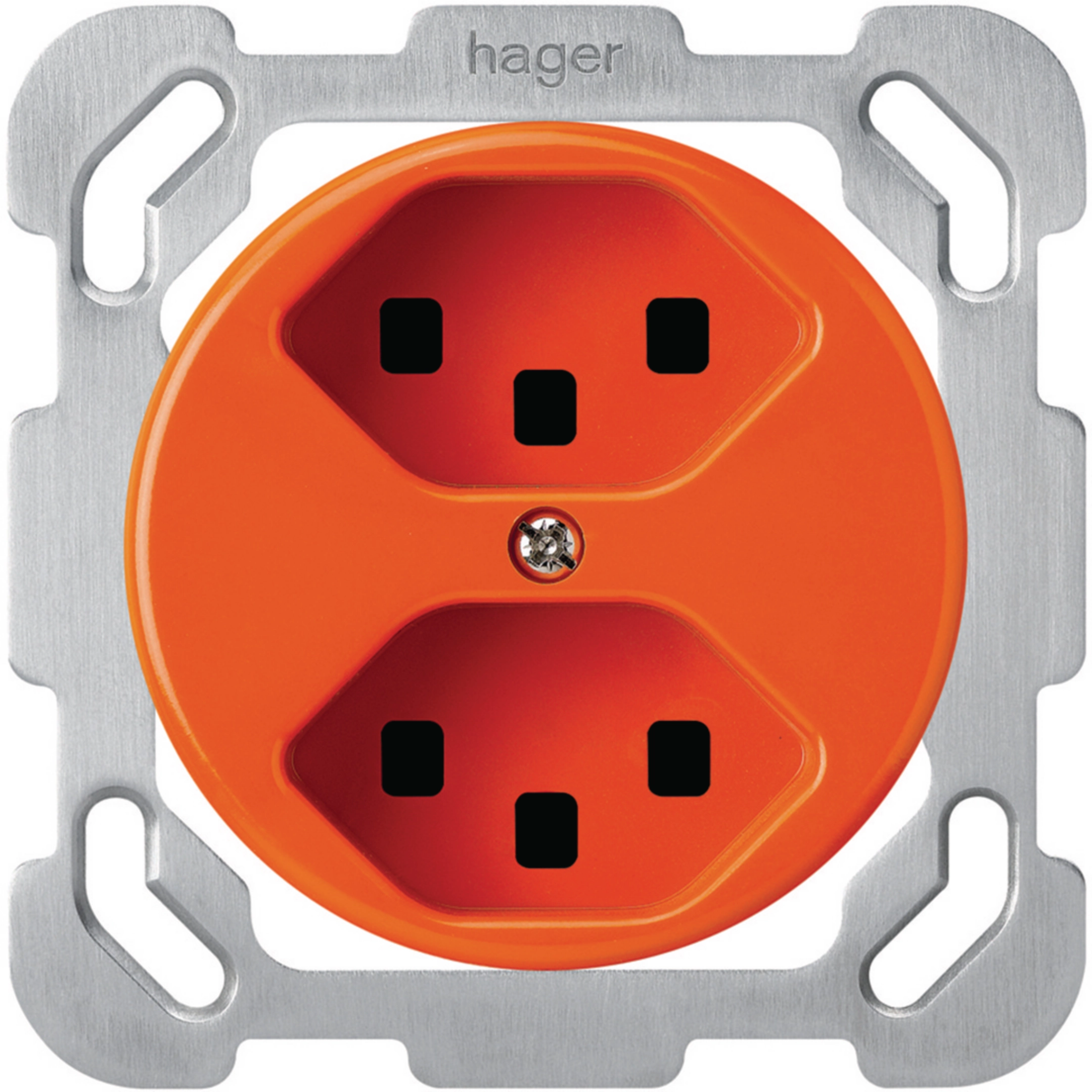 ba. B: Steckdose 2x Typ 23 orange • WH11625306B | Hager