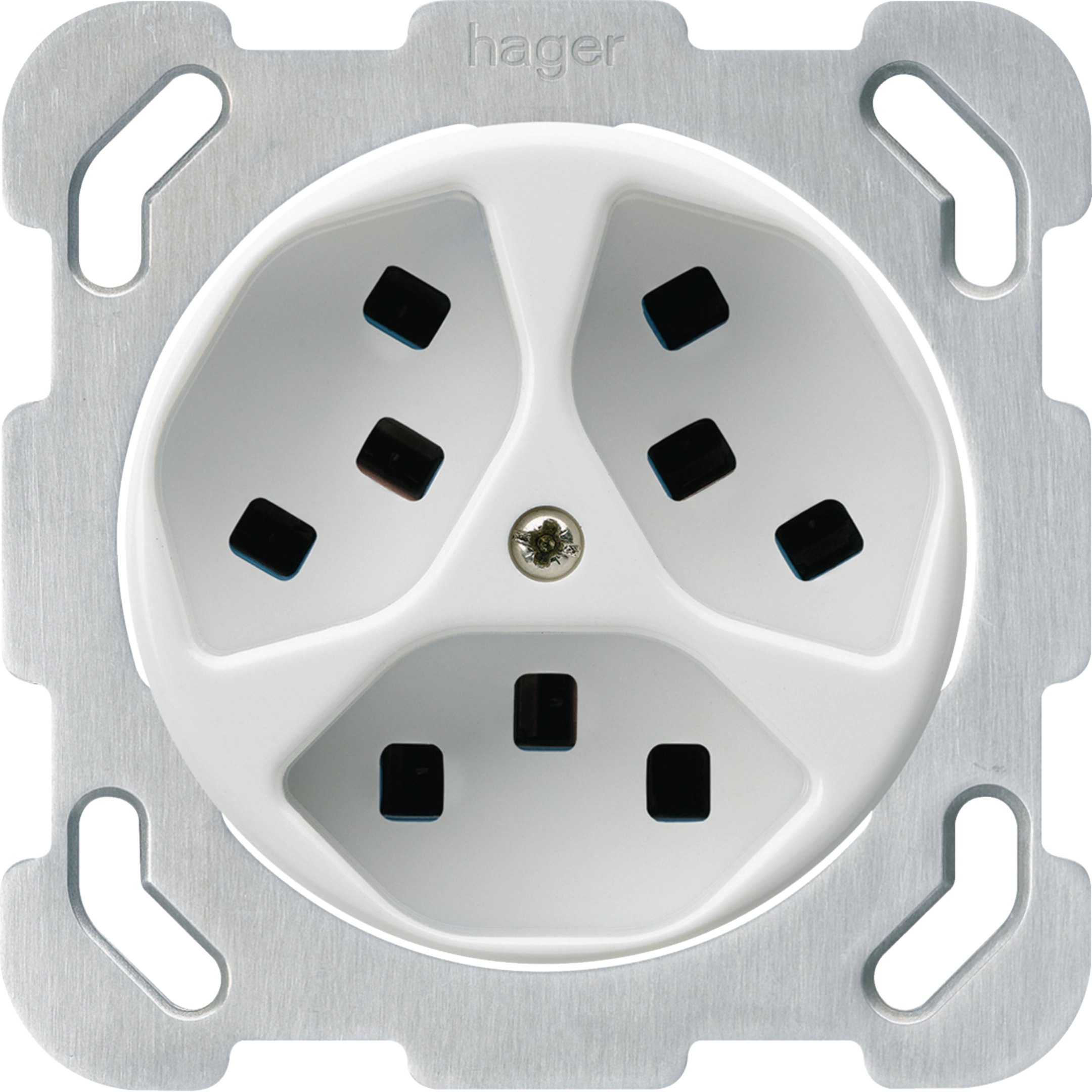 ba. B: Steckdose 3x Typ 23 weiss • WH11645300B | Hager