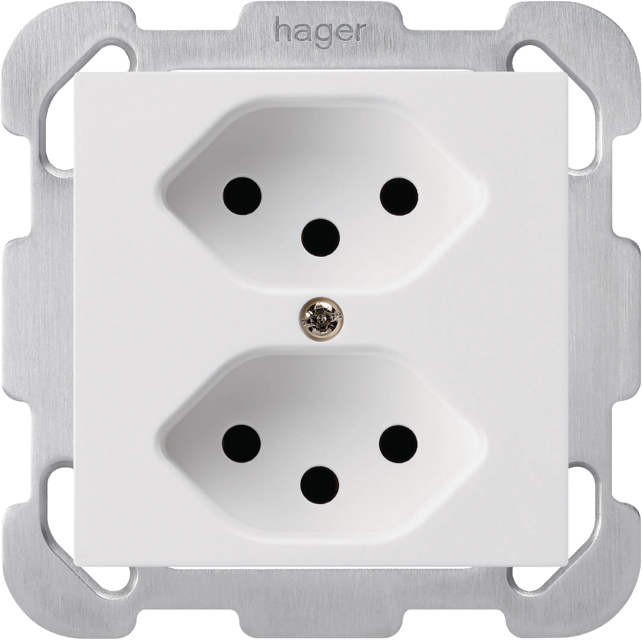 ka. B: Steckdose 2x Typ 13 mKs weiss • WH20620100B | Hager