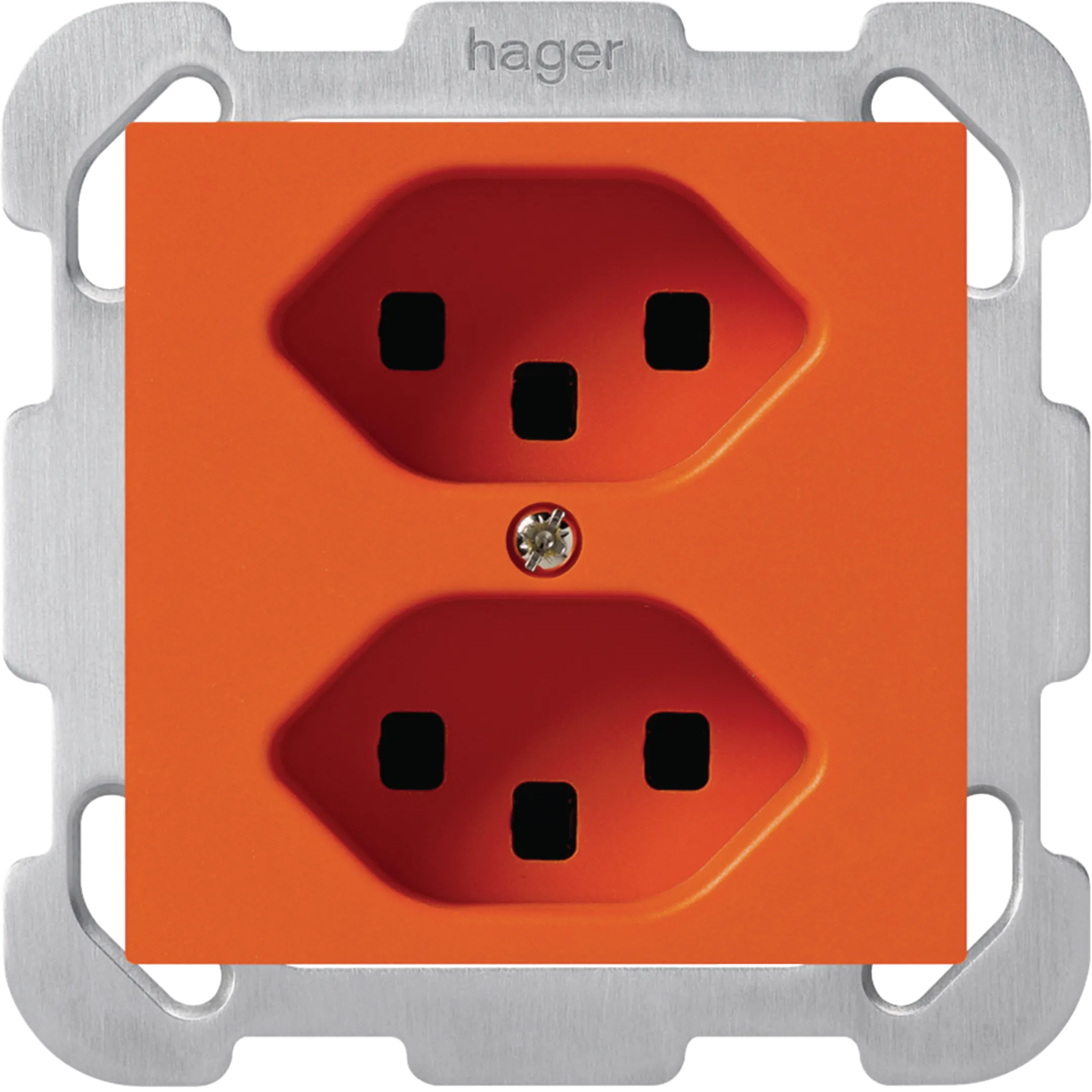 ka. B: Steckdose 2x Typ 23 Orange • WH20625306B | Hager