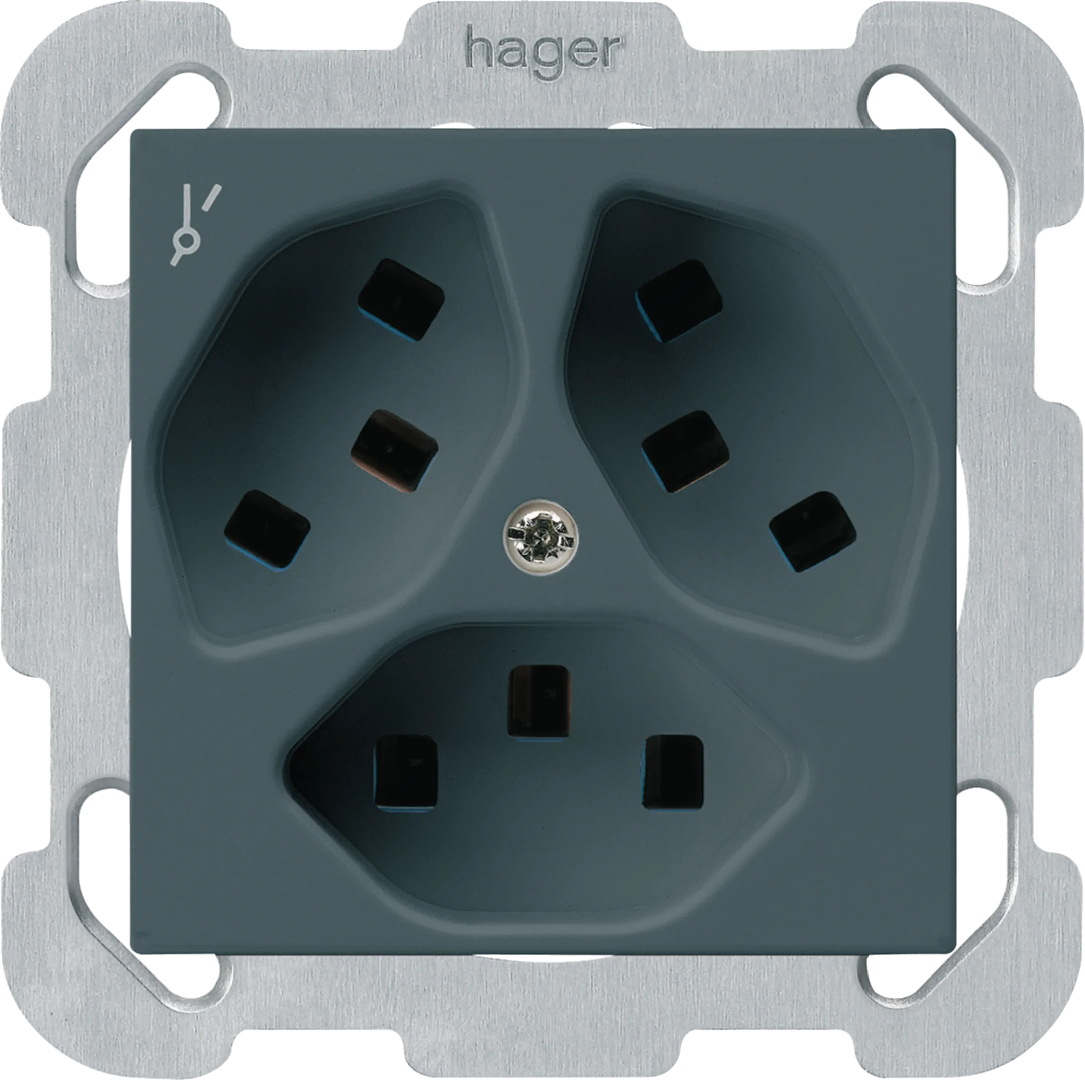 ka. B: Steckdose 3x Typ 23 / 1xS Anthr. • WH20645704B | Hager