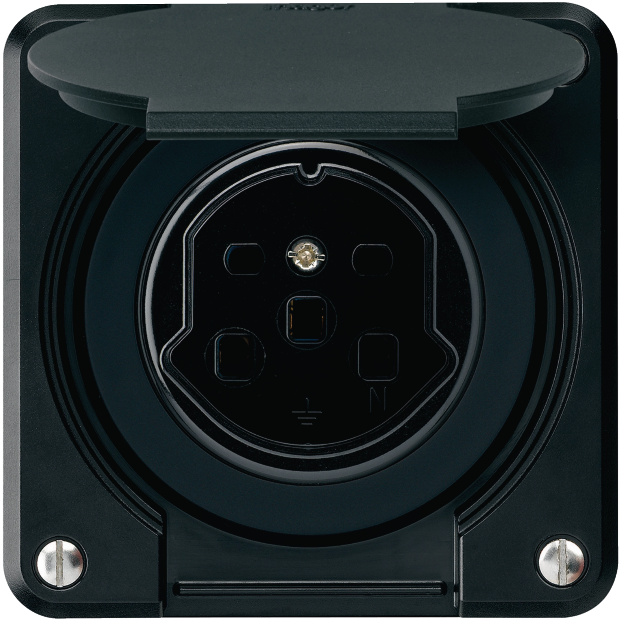 rob. A + IP21-Klappdeckel: T25 SchrKl sw • WH36595205A | Hager