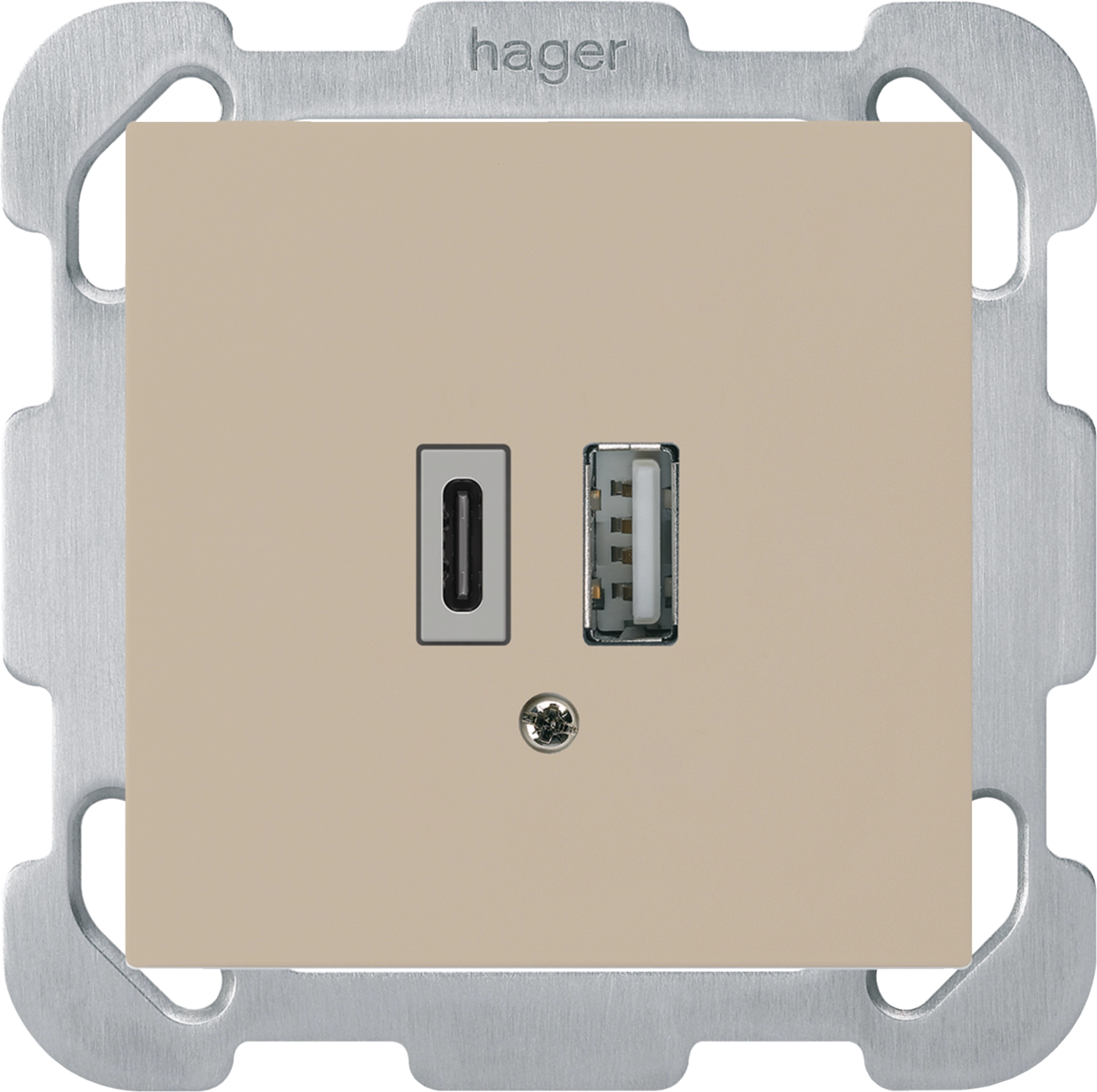 ka. B: USB Typ A+ Typ C 18W PD beige • WH50821107B | Hager