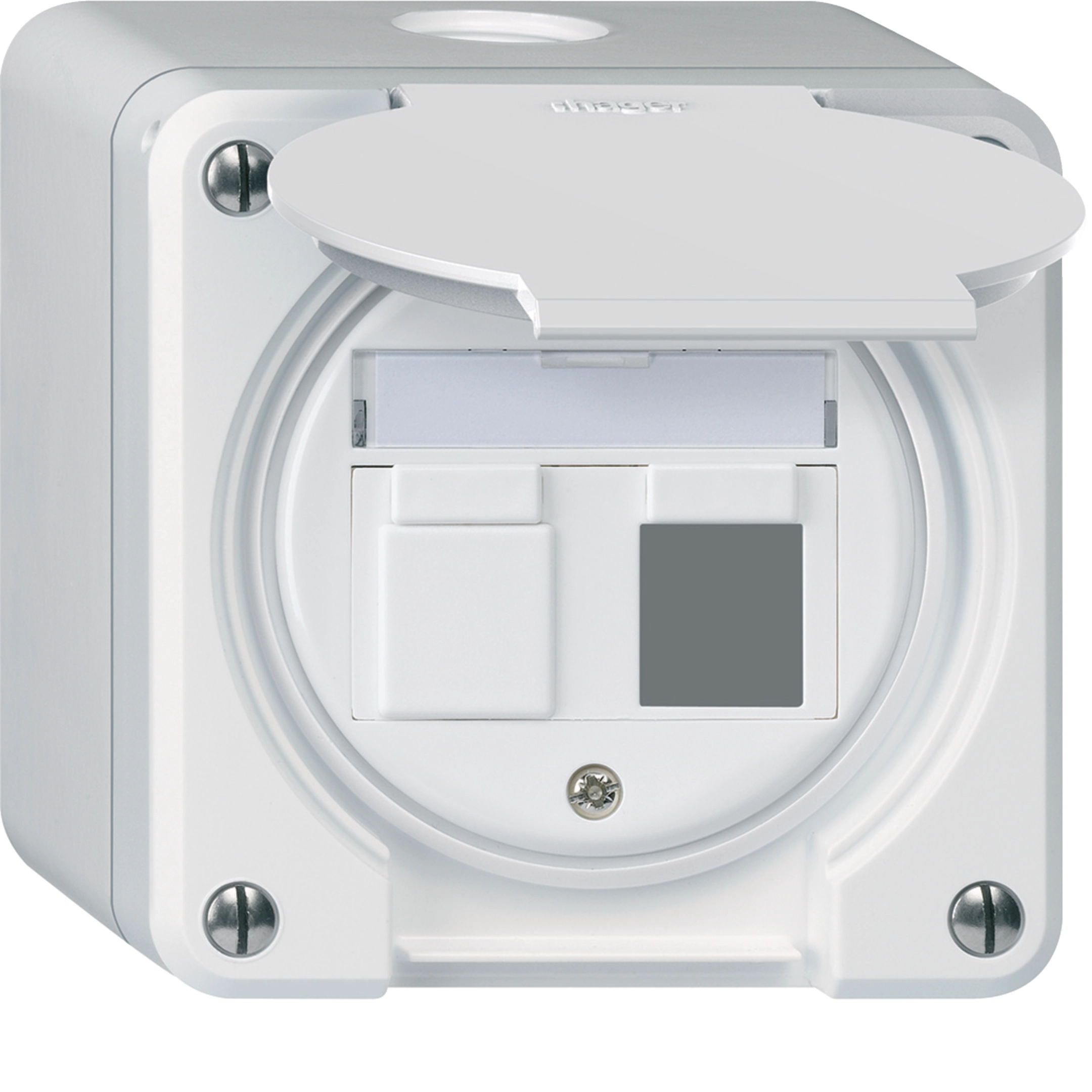 rob. face IP55 Q: 2x Keystone/oblique bc • WH65410100Q | Hager