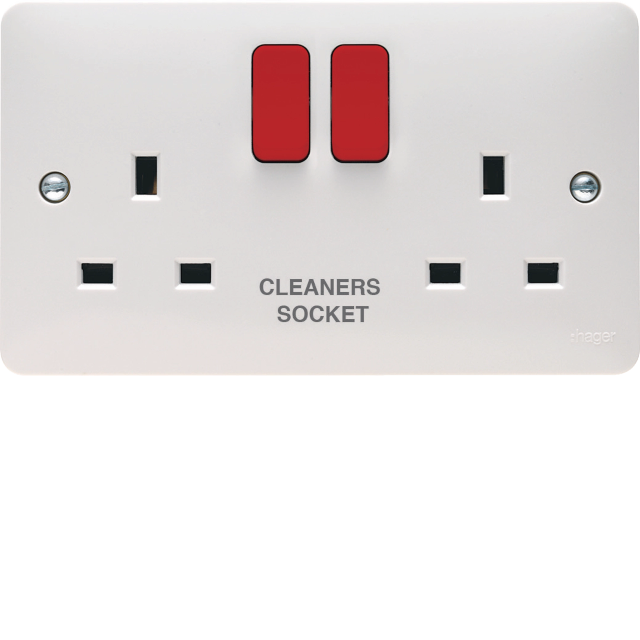 13A 2G DP S-S RED R MKED CLEANERS SOCKET • WMSS82R/CS | Hager