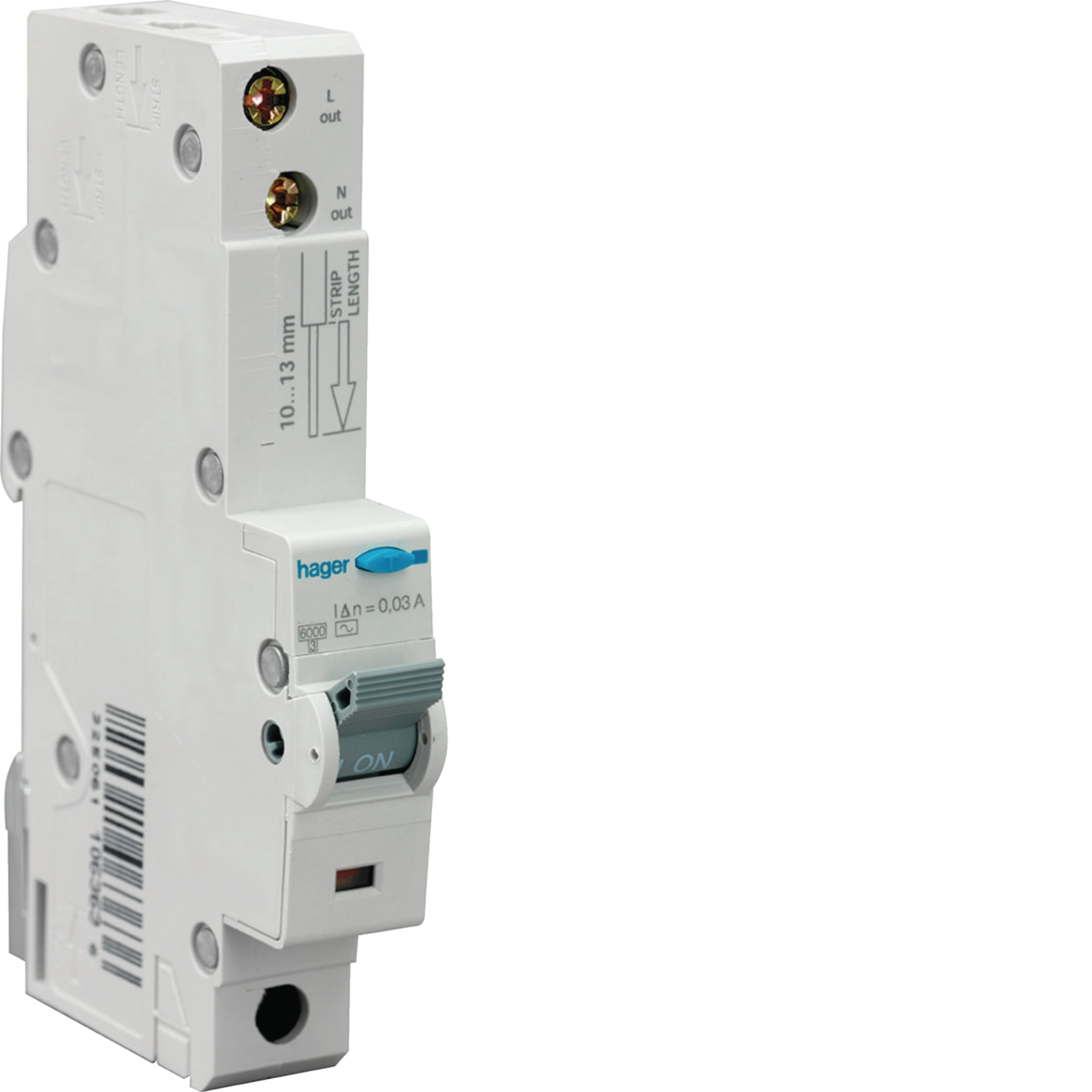 RCBO 1P 10kA C-16A 30mA Type A 1M • ADA166U | Hager