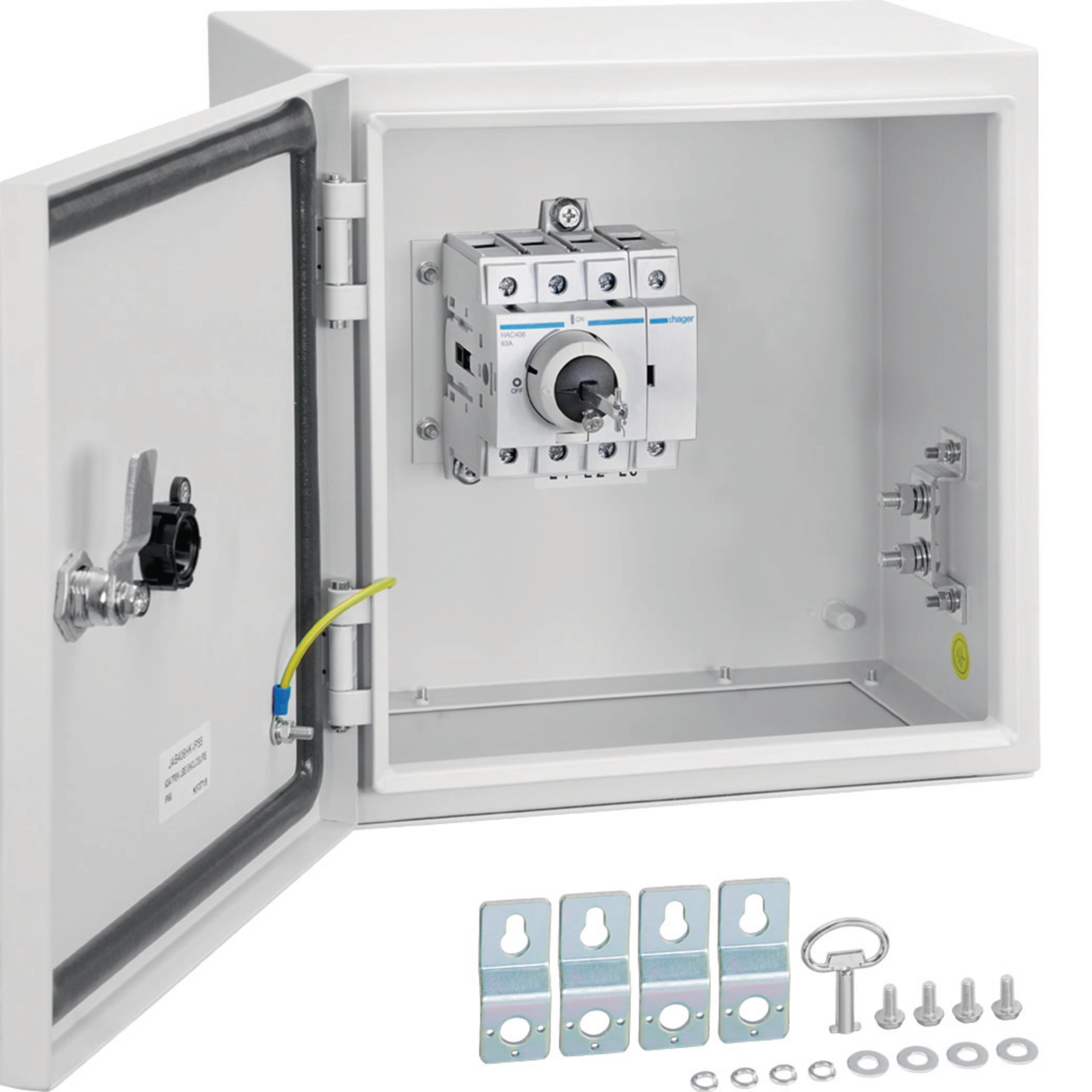 100A TPSN SWITCH Enclo, LBS, AC23, IP55 • JAB410S-IP55 | Hager