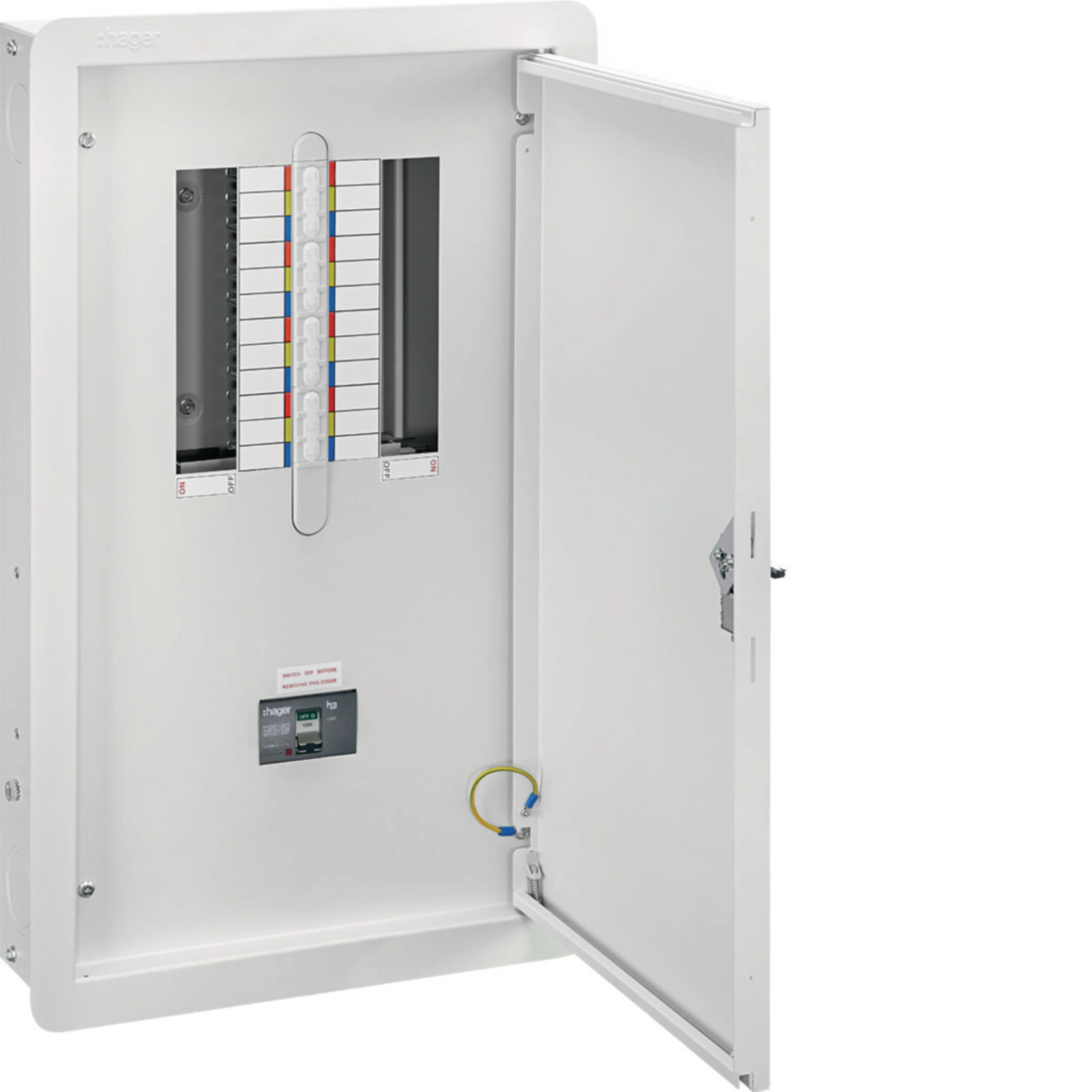 125A TP&N 8WAY Flush enclosure w/HDA100Z • JK2B08F4HDA100Z | Hager