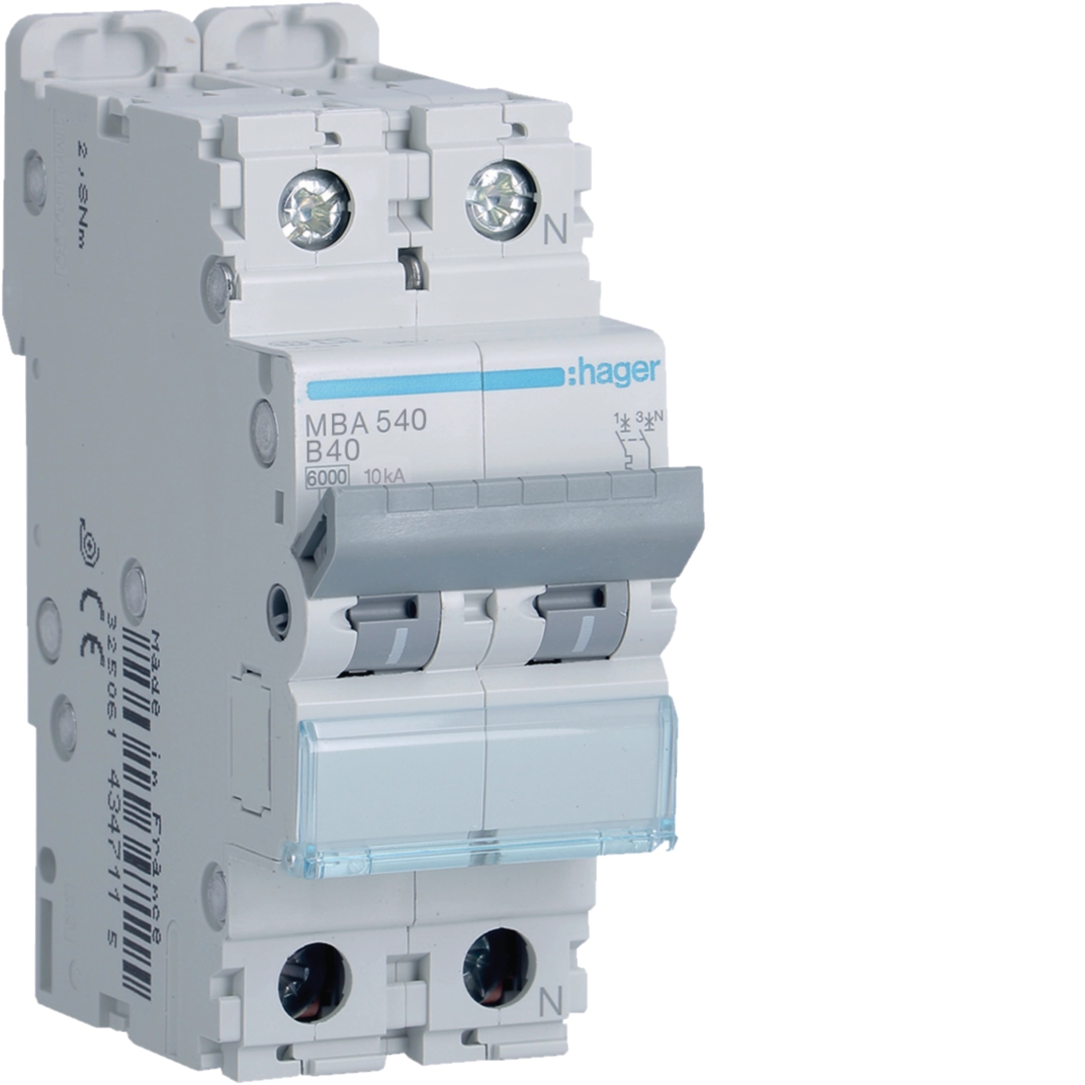 INTERR. AUTOM.1P+N 40A 6 KA B 2M • MBA540 | Hager