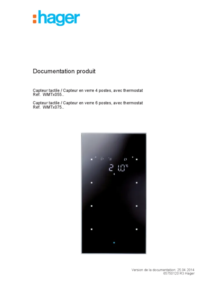 TS sensor.tebis 6E+thermo, rond, blanc • WMT10750 | Hager