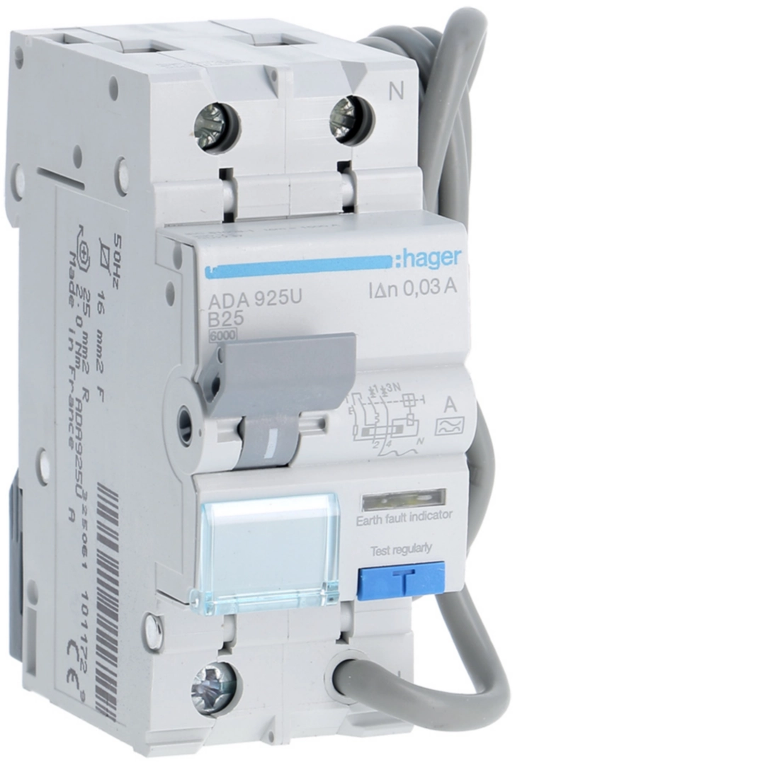 RCBO 1P 6kA B-6A 30mA Type A 1M • ADA306G | Hager