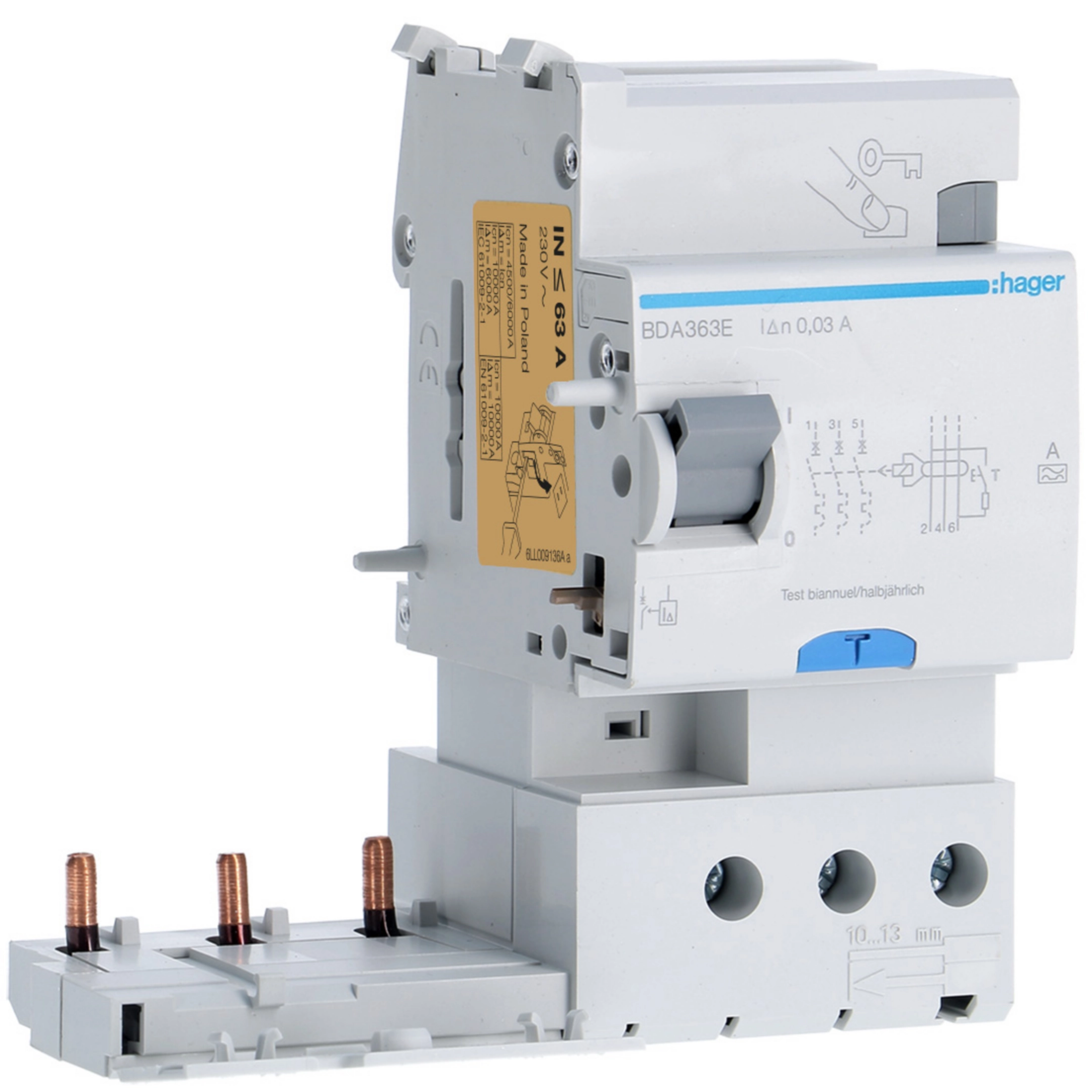 DIFF.BLOK 3P 63A 30MA A • BDA363E | Hager