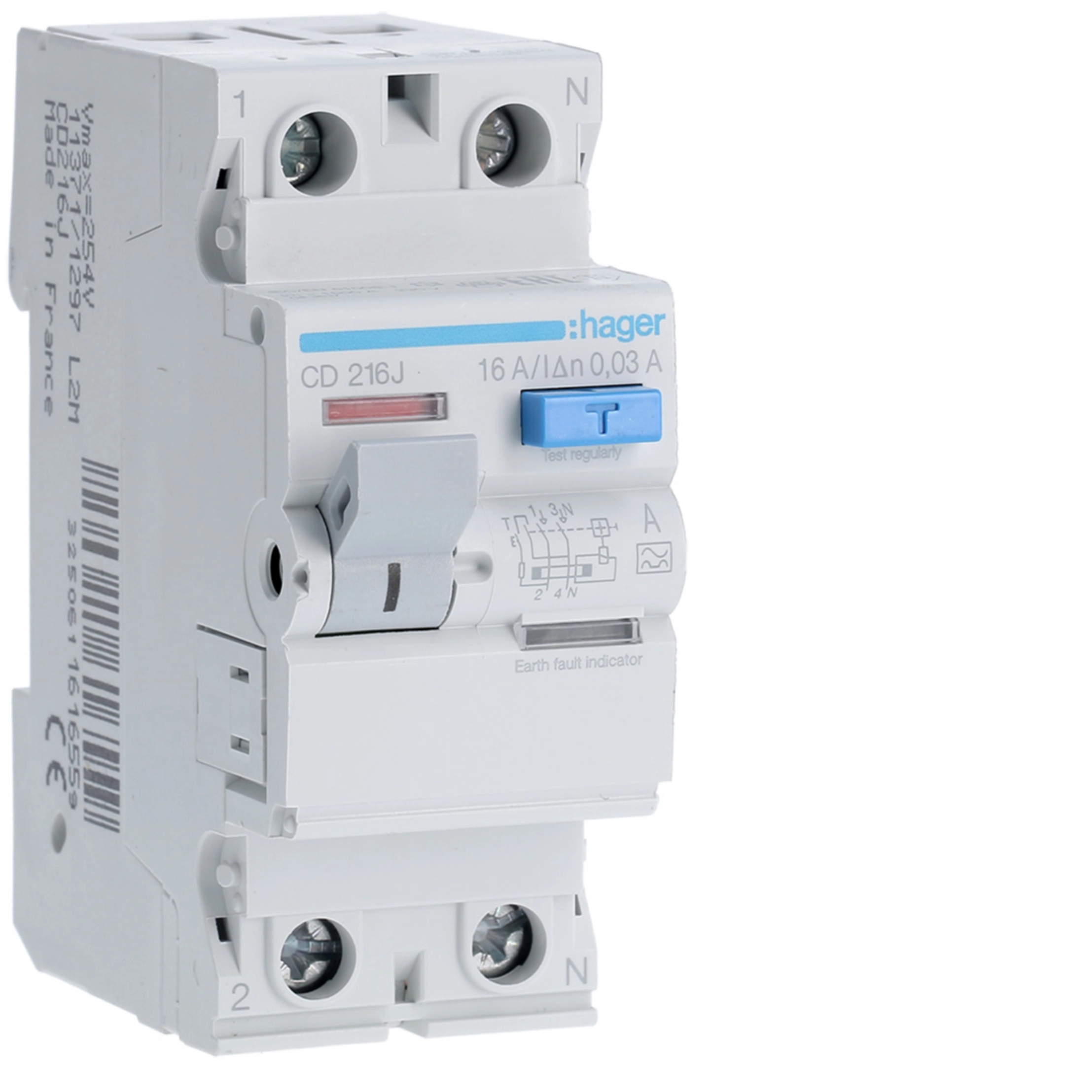 RCCB 2P 16A 30mA A • CD216J | Hager